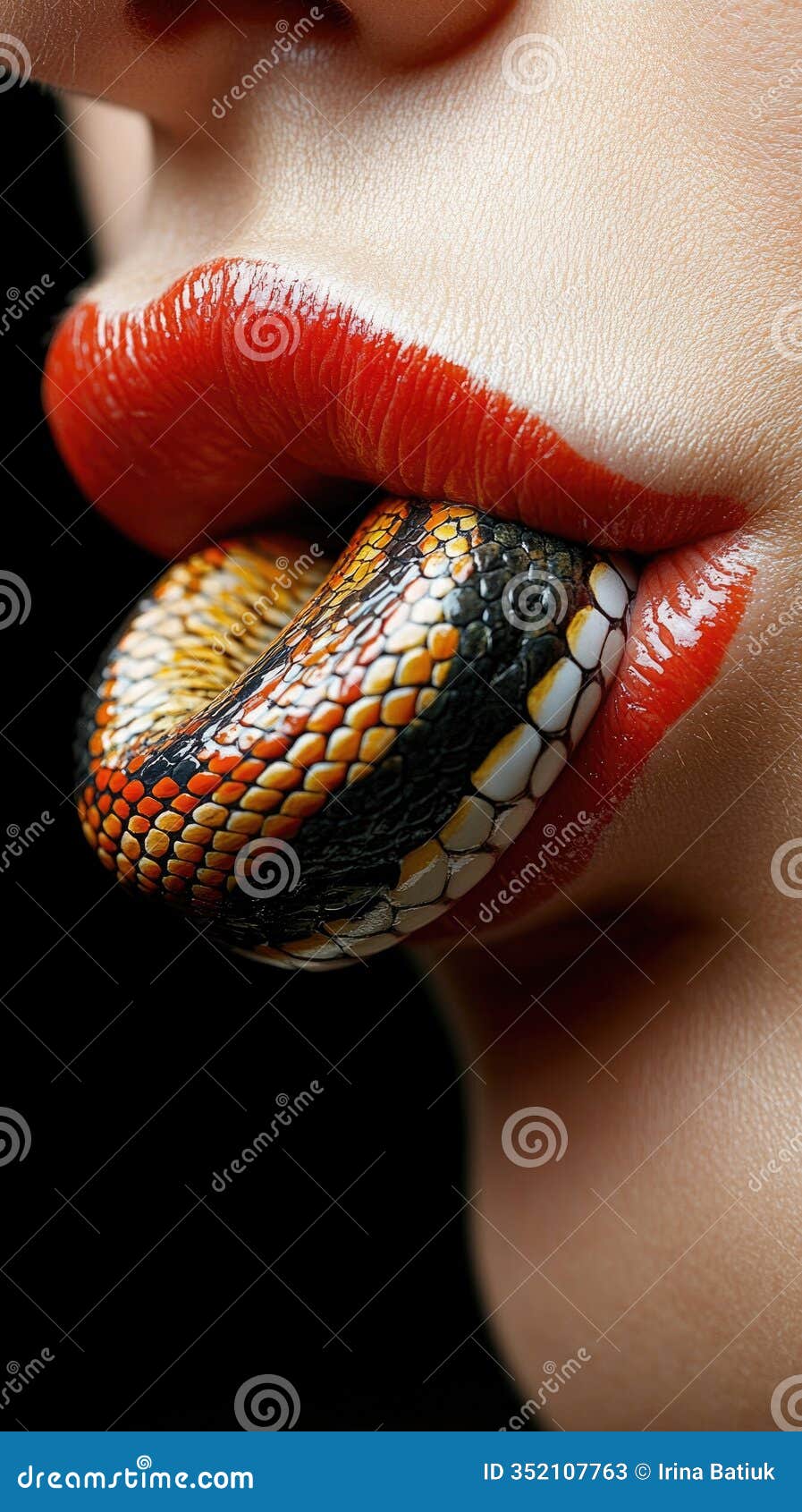 Colorful Lips Form a Striking Visual with an Intricate Snake Design ...