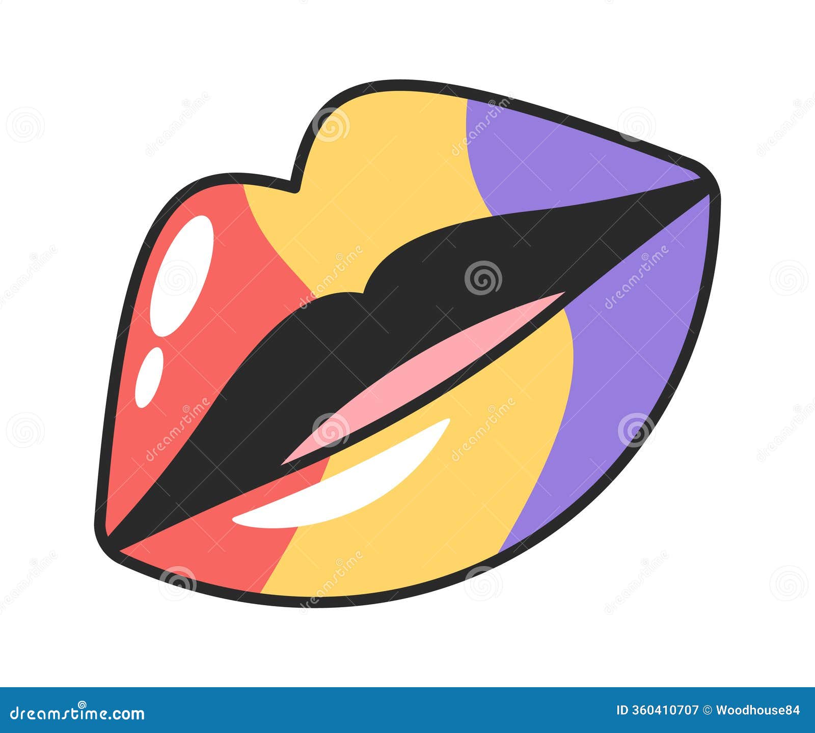 Colorful Lips Human Mouth Element Stock Illustration - Illustration of ...