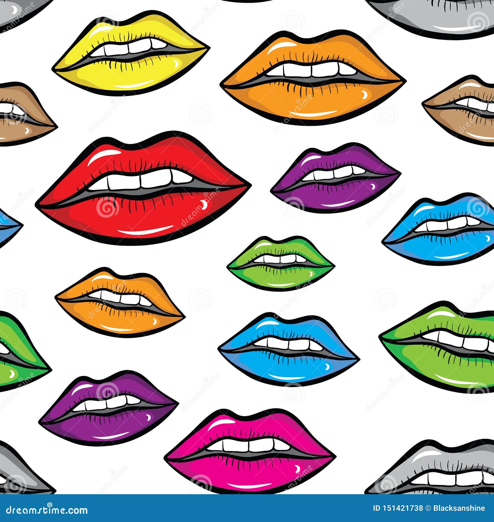 Colorful Lips Seamless on White Stock Vector - Illustration of makeup ...
