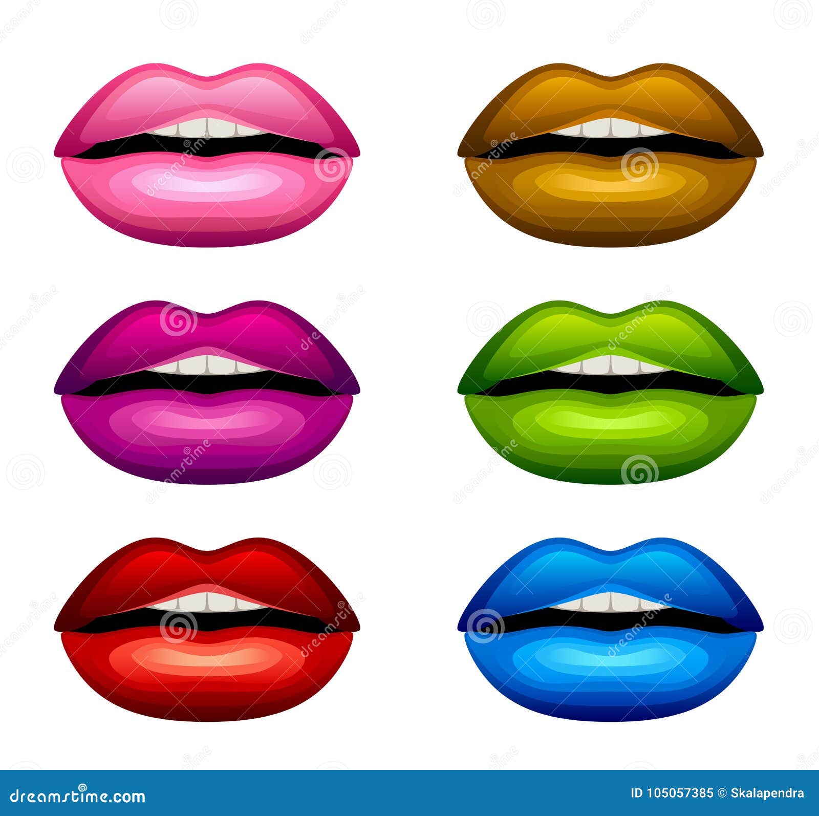 Colorful lips set stock vector. Illustration of human - 105057385