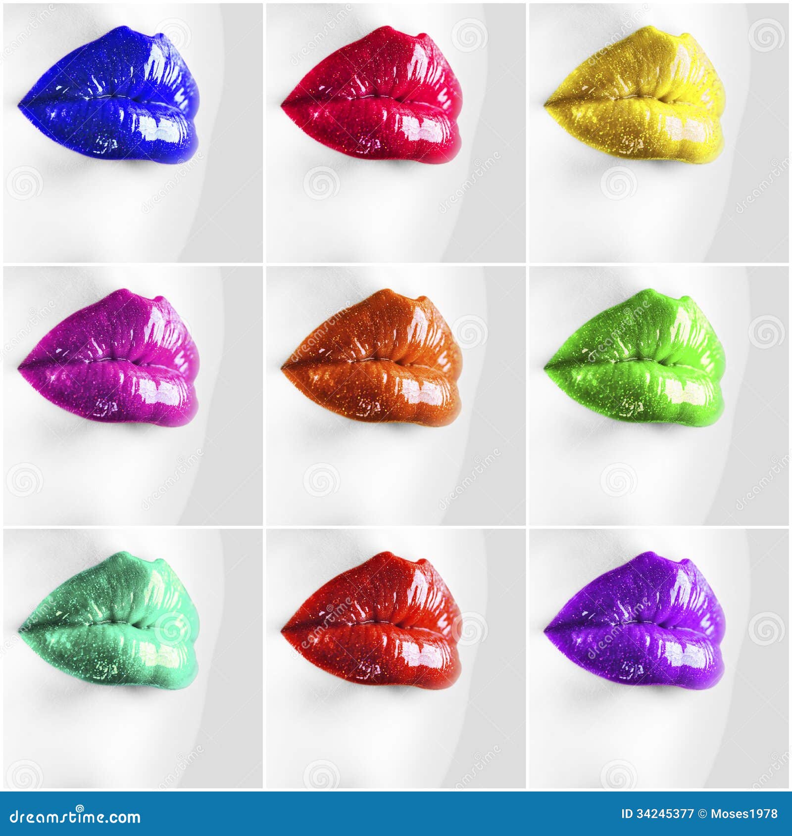 Colorful lips stock image. Image of smile, square, shiny - 34245377