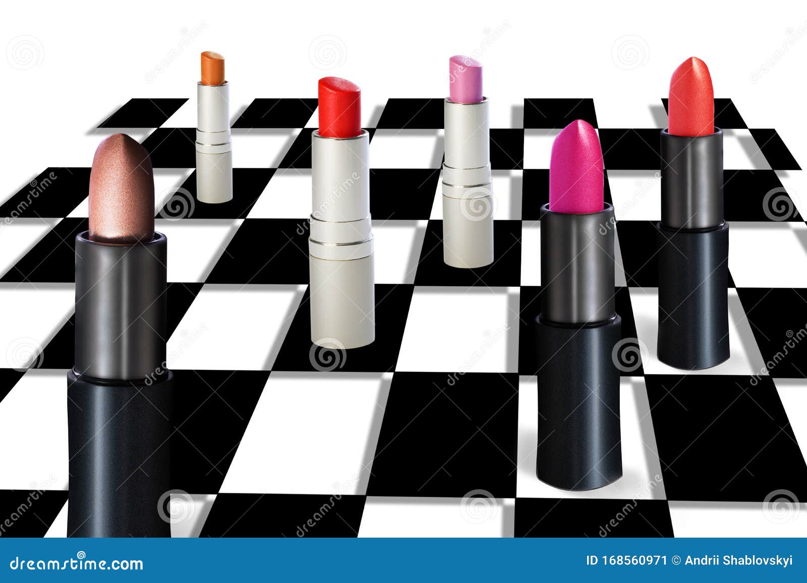 Colorful Lipstick on a Abstract Chessboard Stock Image - Image of ...