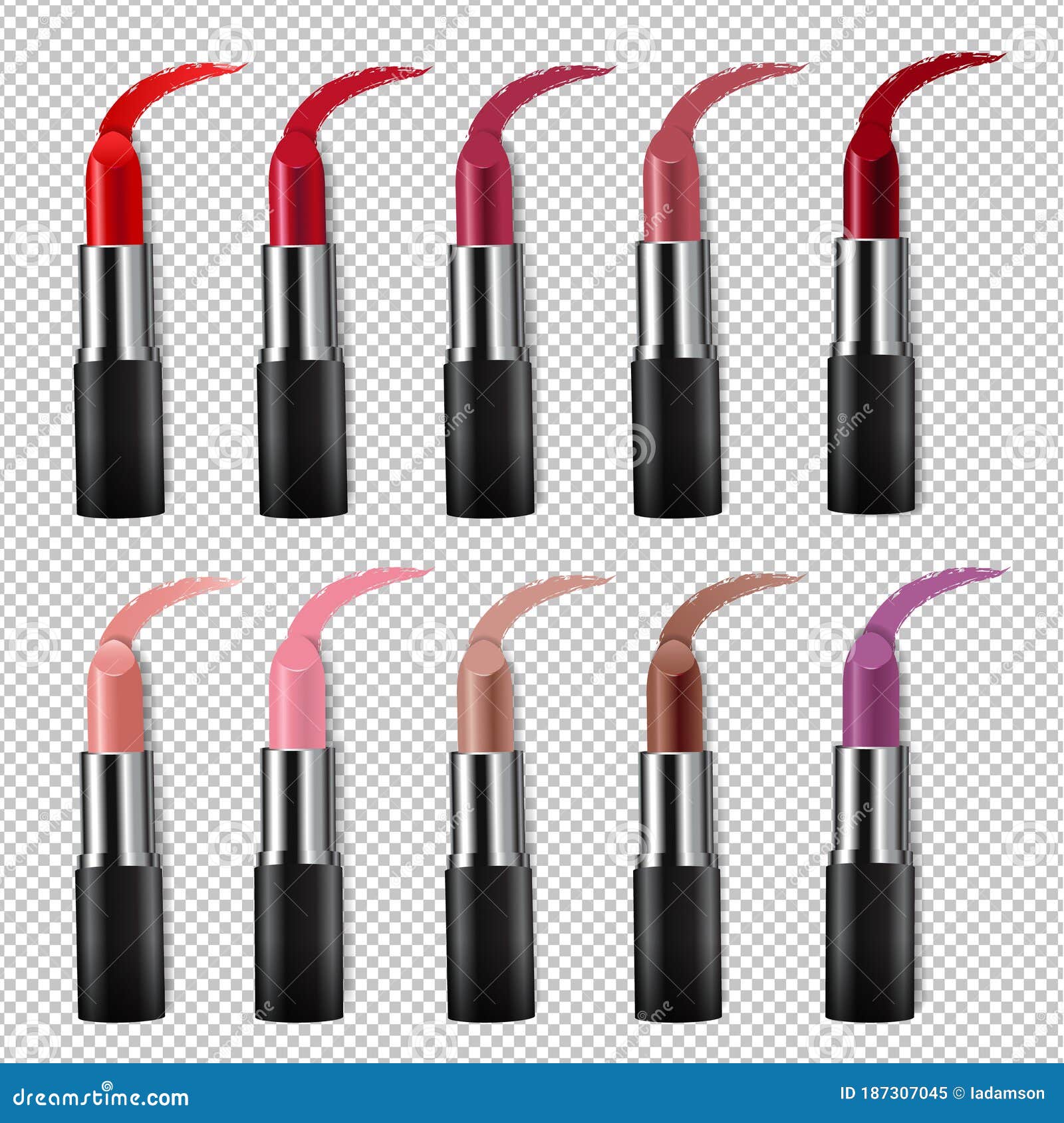 Colorful Lipstick Set Isolated Transparent Background Stock Vector ...