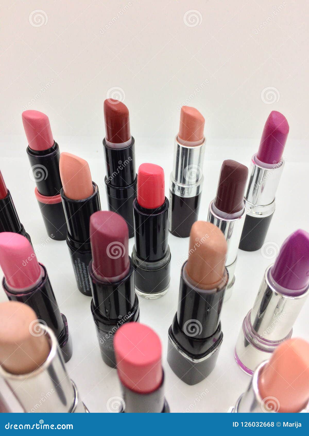 Colorful Lipsticks Over White Stock Photo - Image of makeup, pink ...