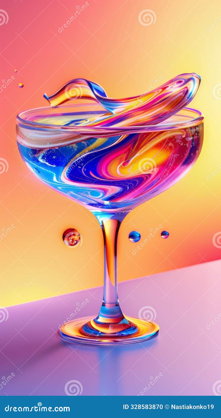 Colorful Liquid Abstract Art in a Glass with Gradient Background Stock ...