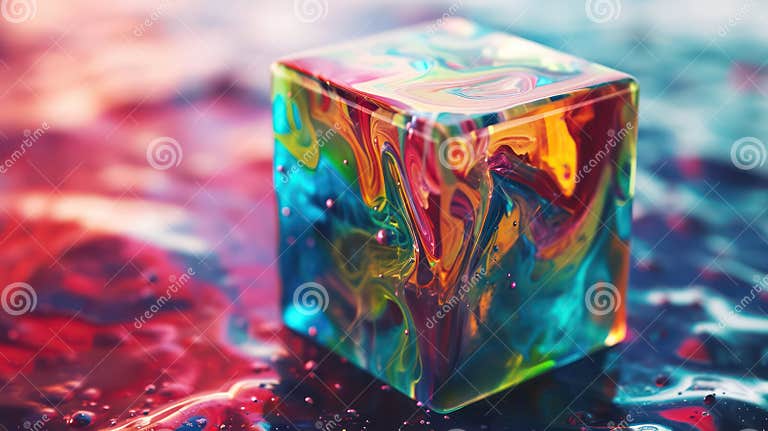 Colorful Liquid Cube Abstract Background. Generative AI Stock ...