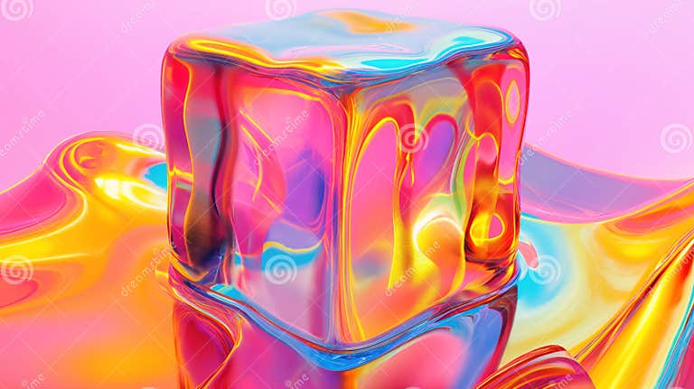 Colorful Liquid Cube Abstract Background. Generative AI Stock ...