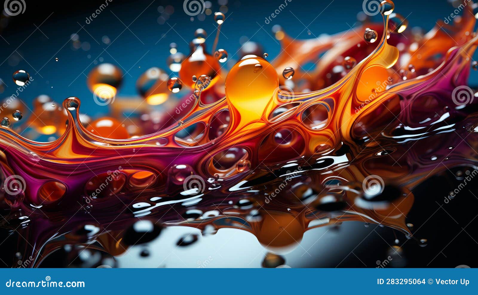 Colorful Liquid with Dots. Generative AI. Stock Illustration ...