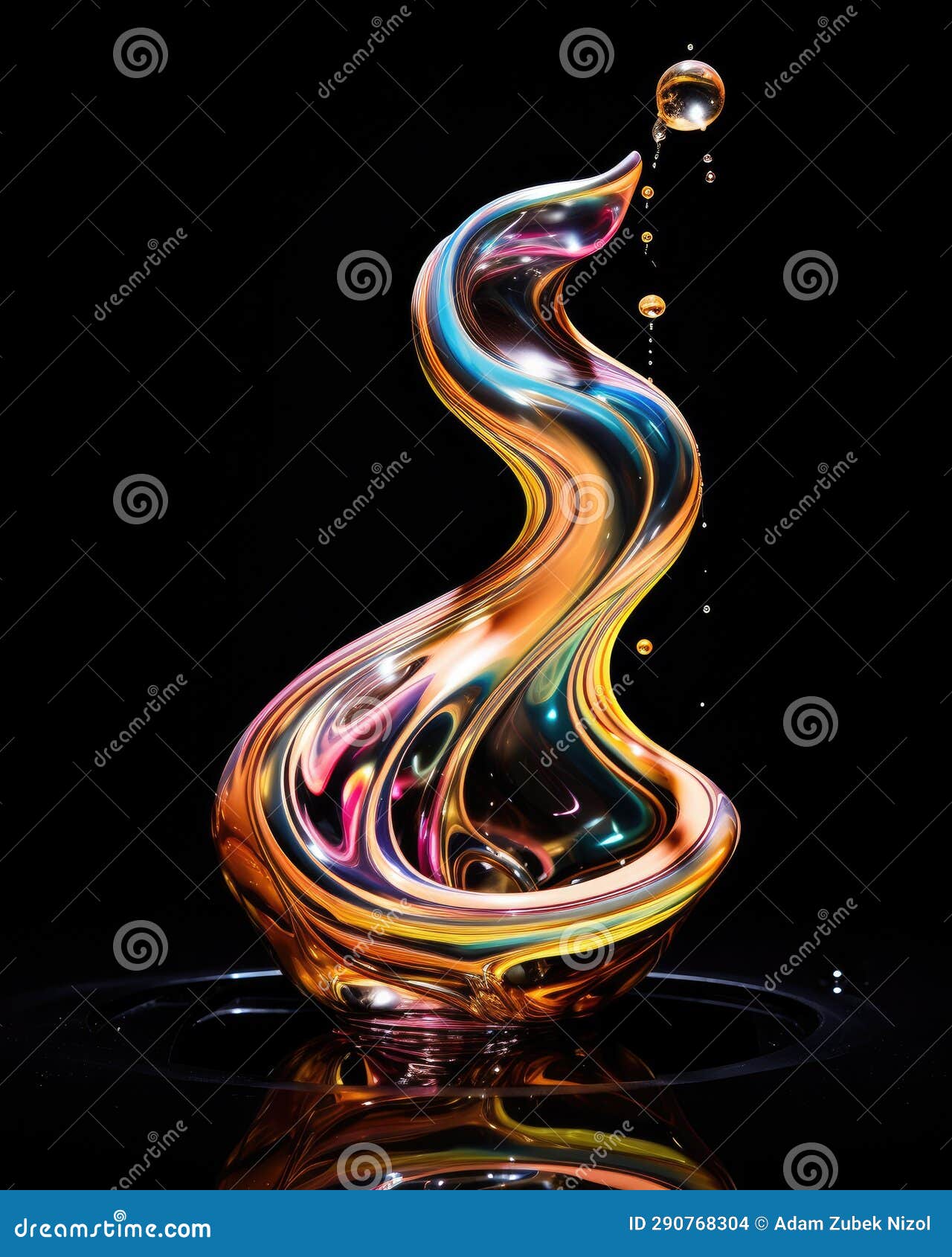 A Colorful Liquid with a Drop of Water Stock Illustration ...