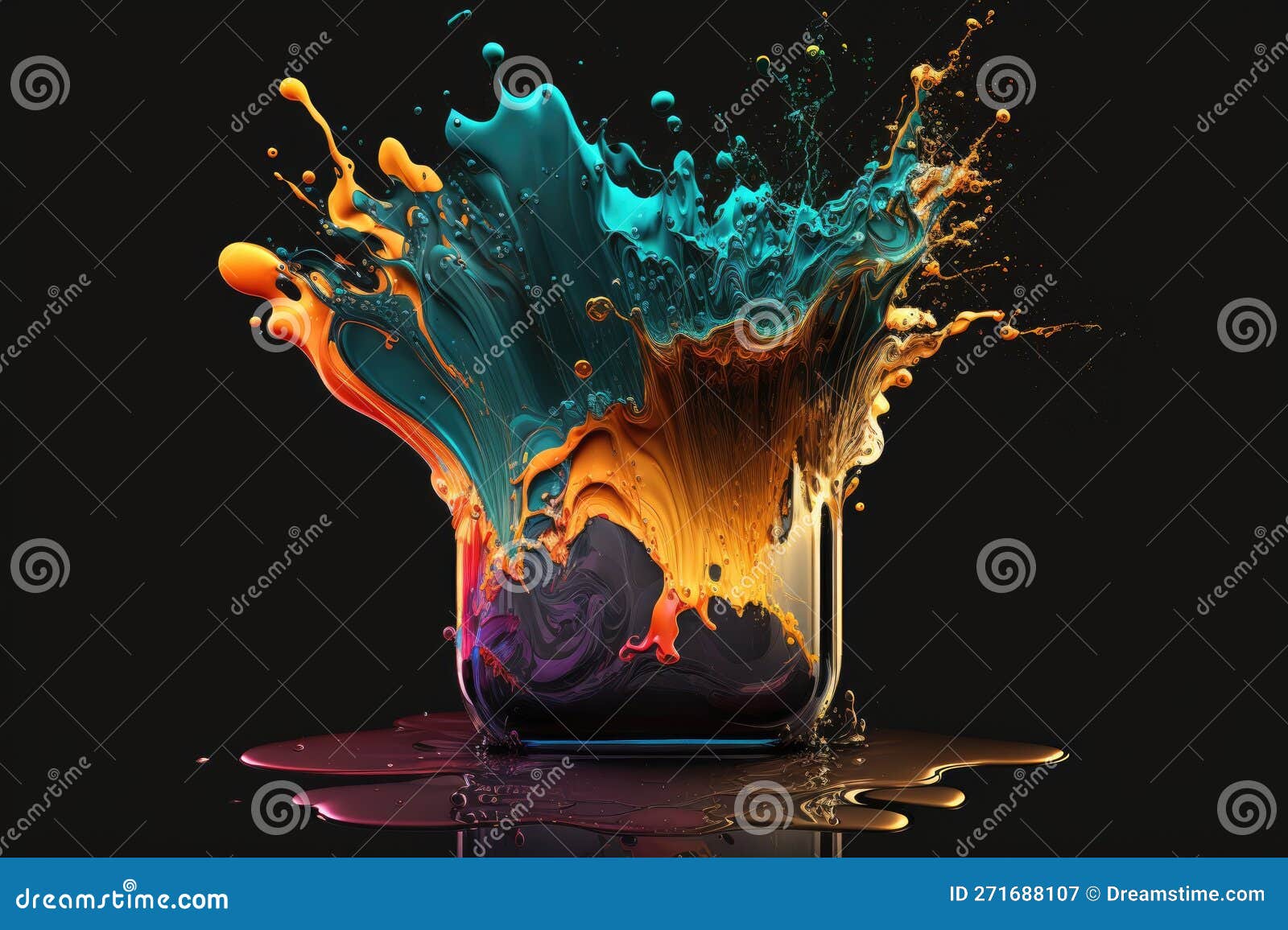 Colorful Liquid Exploding on a Dark Background Stock Illustration ...