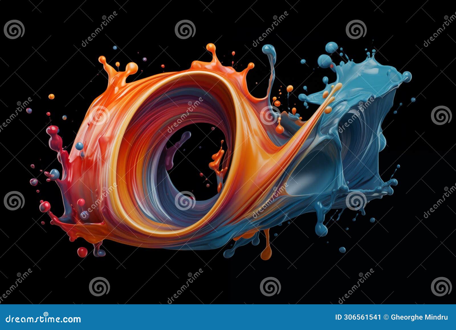 A Colorful Liquid Splash Isolated on Black Background. Ai Generated ...