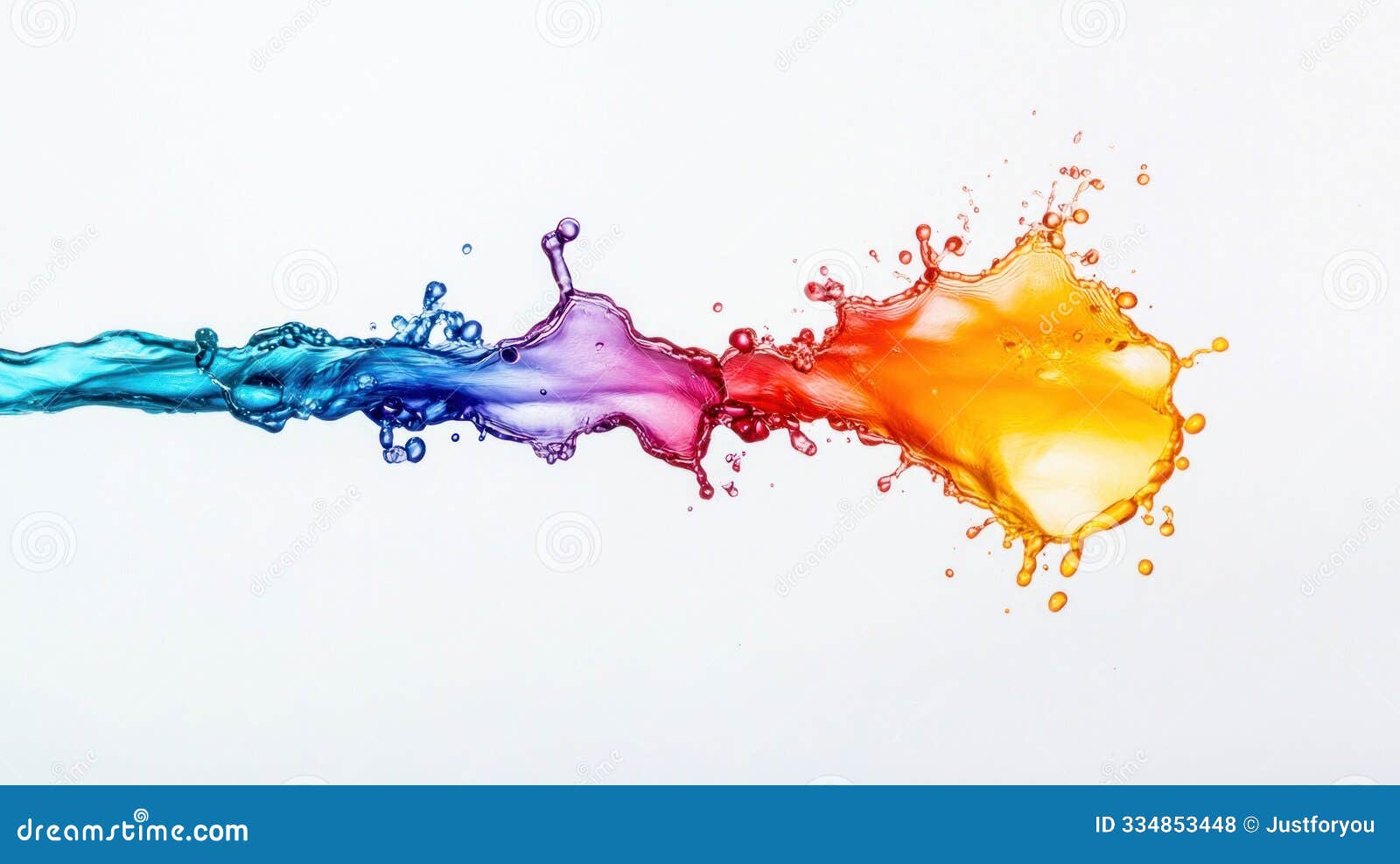 Colorful Liquid Splashes Merging on White Background Stock Illustration ...