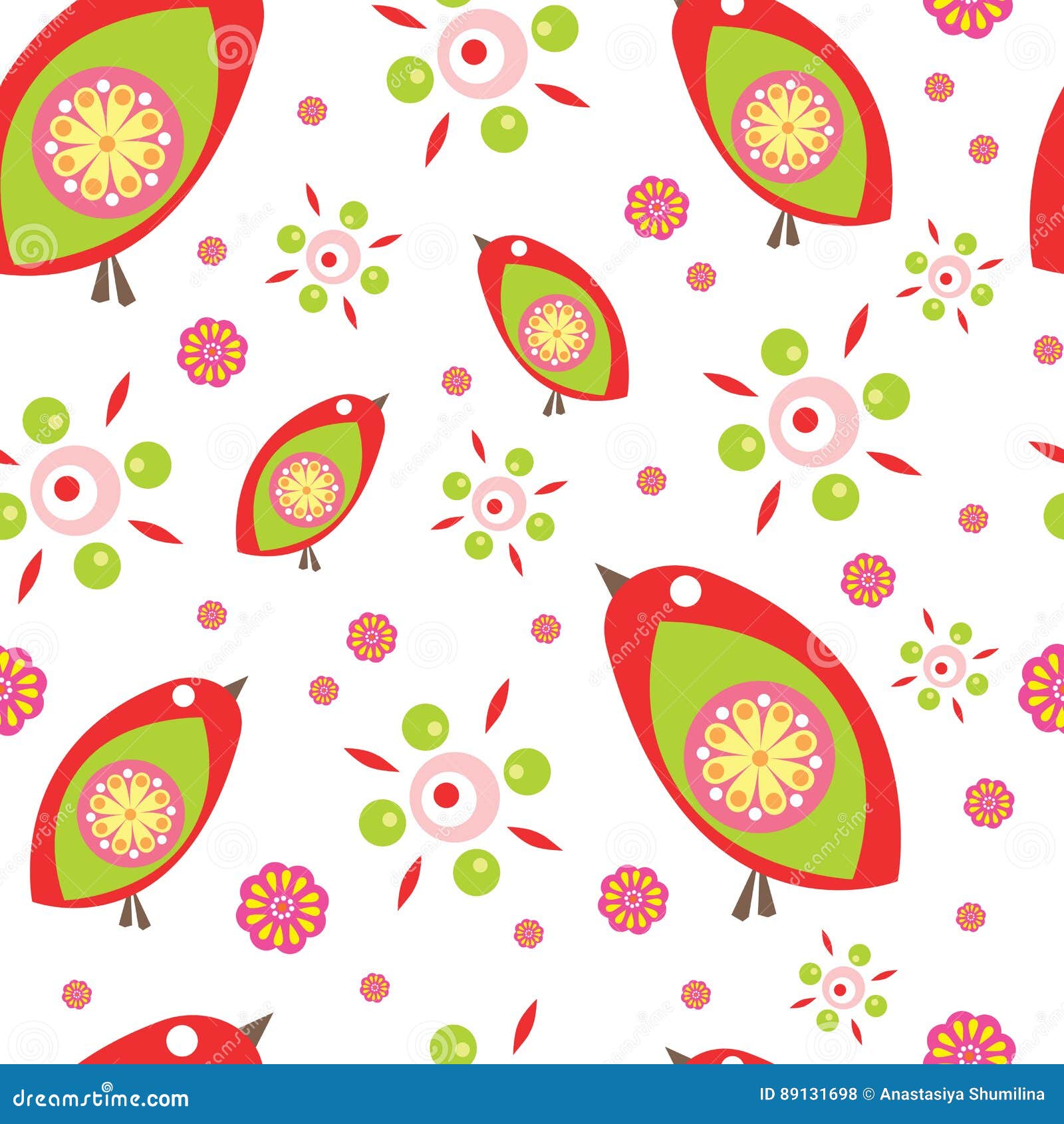 Colorful Little Birds Side View Cartoon Vector Illustration ...