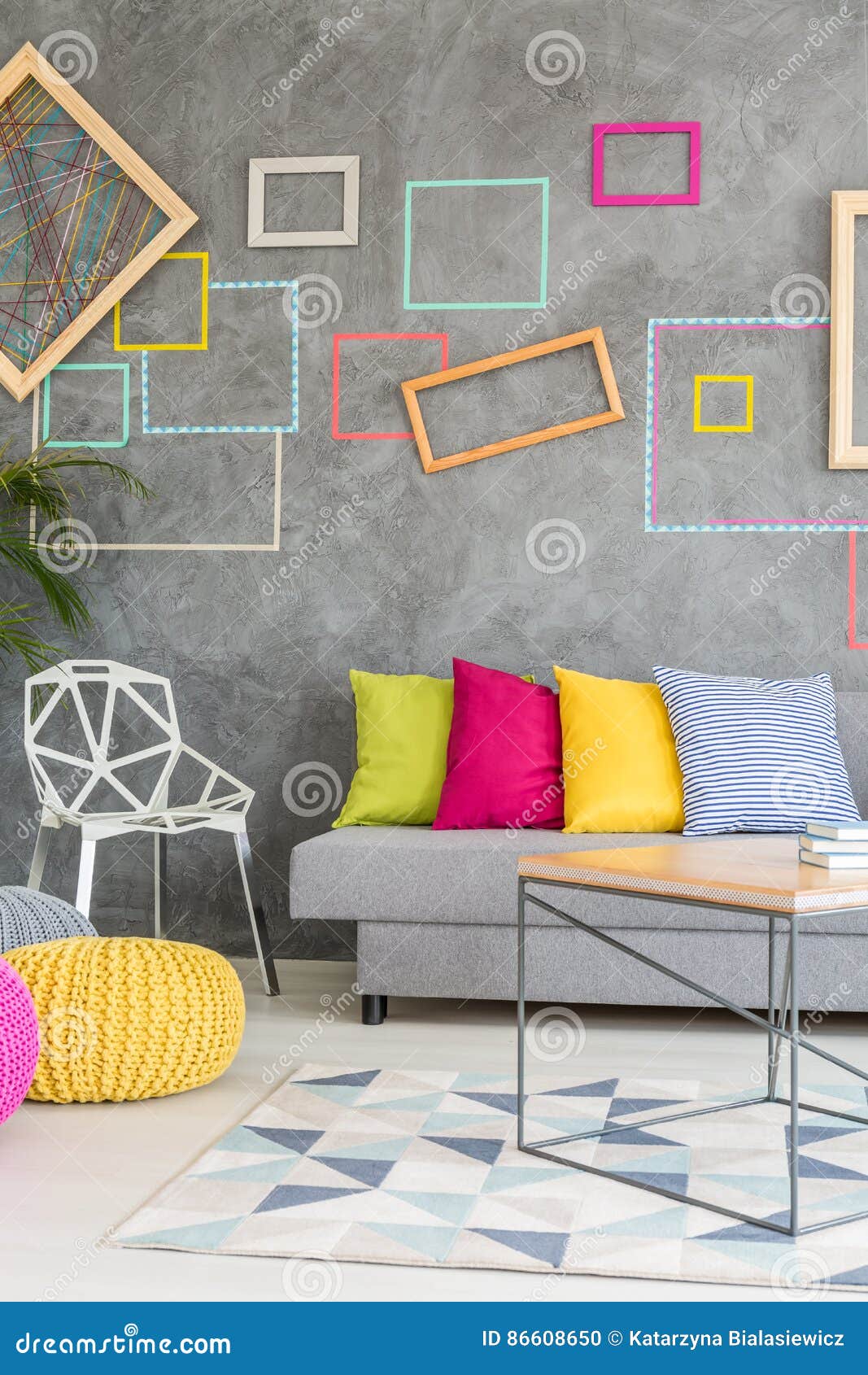 Colorful living room stock photo. Image of frame, design - 86608650
