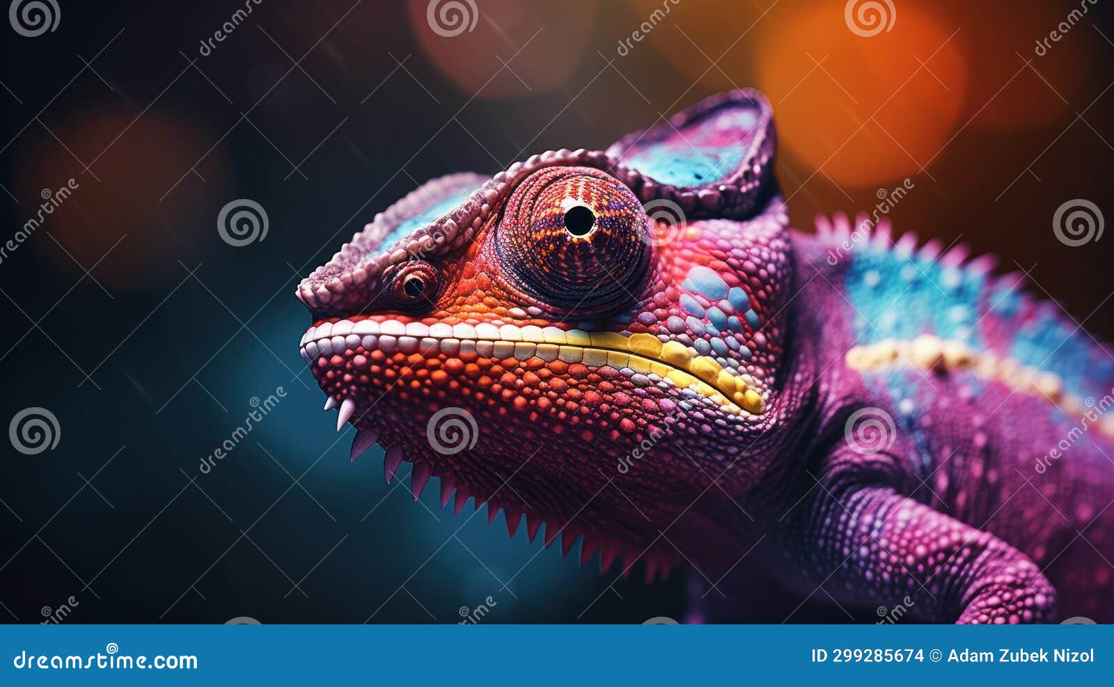 A Colorful Lizard with Sharp Teeth Stock Illustration - Illustration of ...