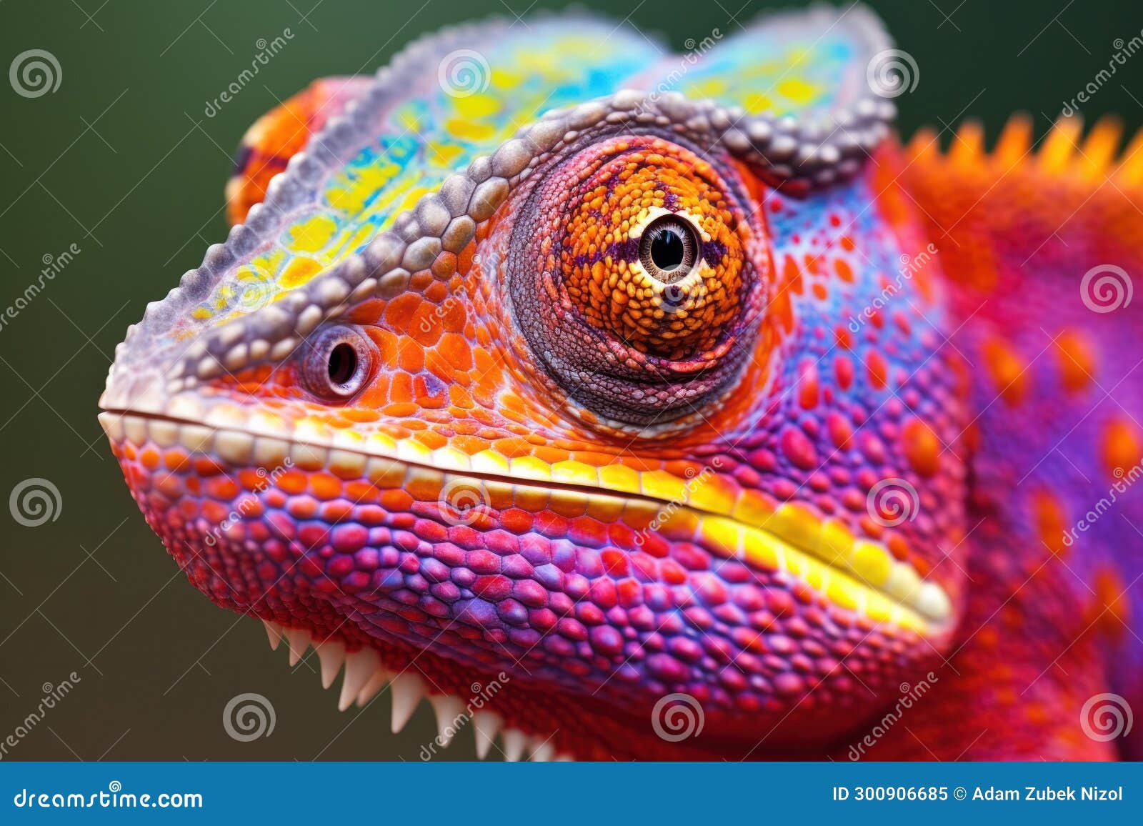 A Colorful Lizard with Sharp Teeth Stock Illustration - Illustration of ...