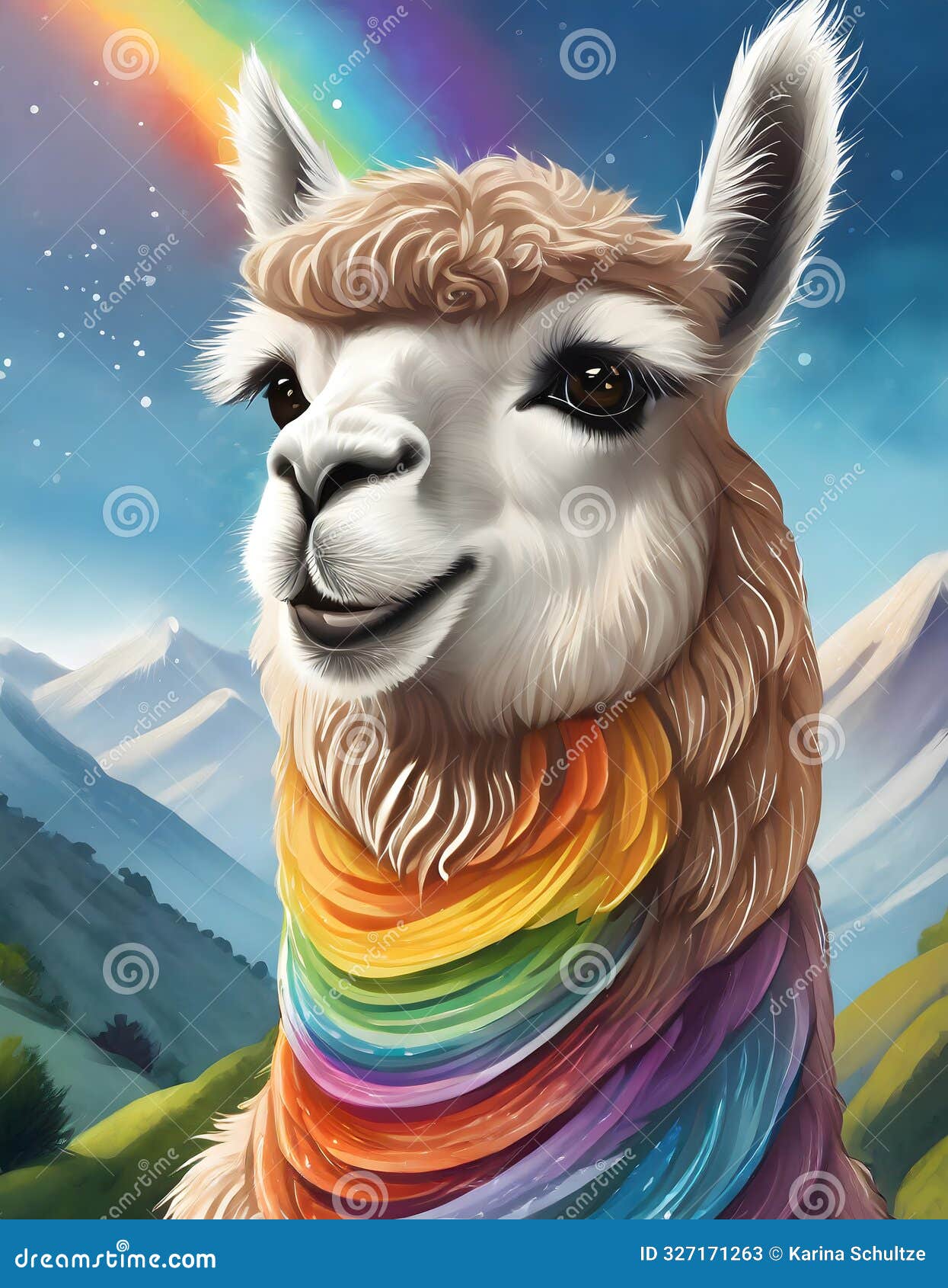 A Colorful Llama is the Main Subject of the Painting Stock Illustration ...