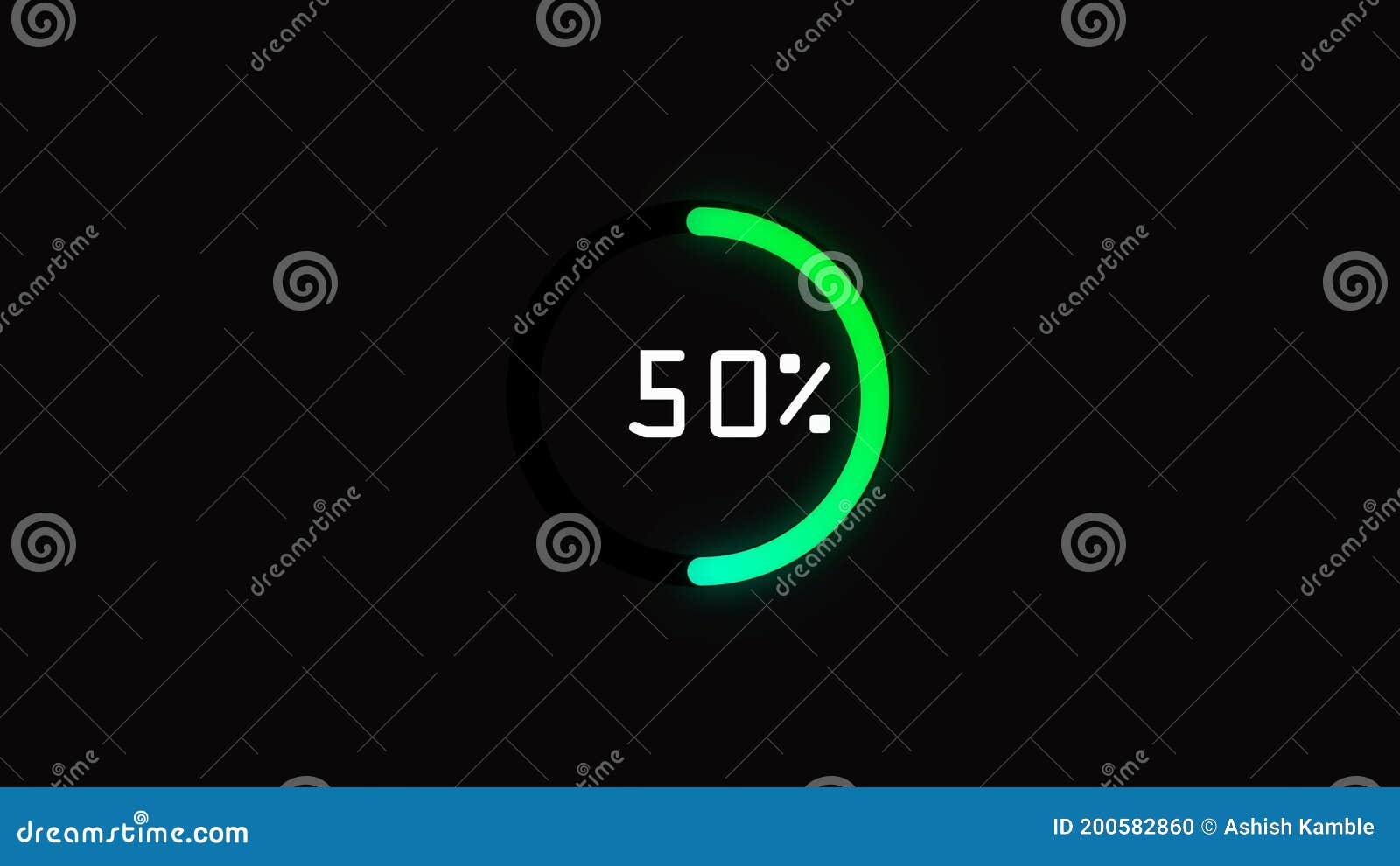 Colorful Loading Info Graphics With Fifty Percentage Sign, Digital ...
