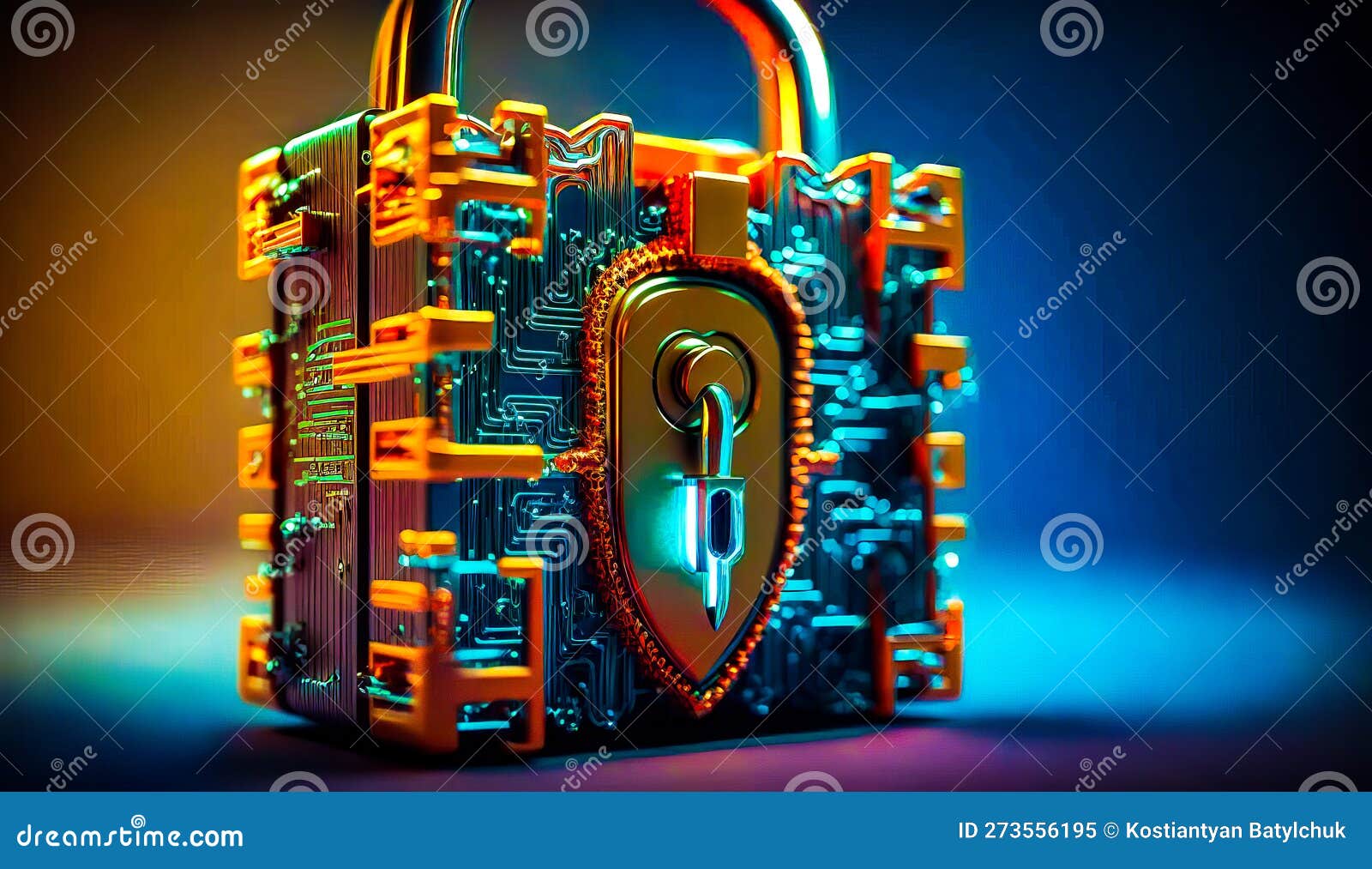 Colorful Lock and Padlock on Dark Background. Generative AI Stock ...