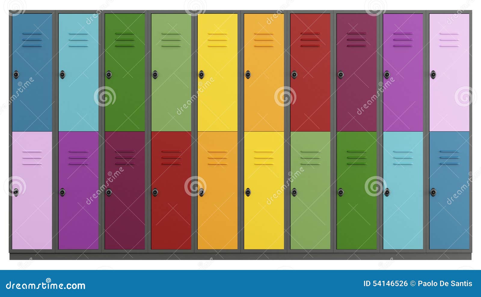 Colorful lockers stock illustration. Illustration of cabinet - 54146526