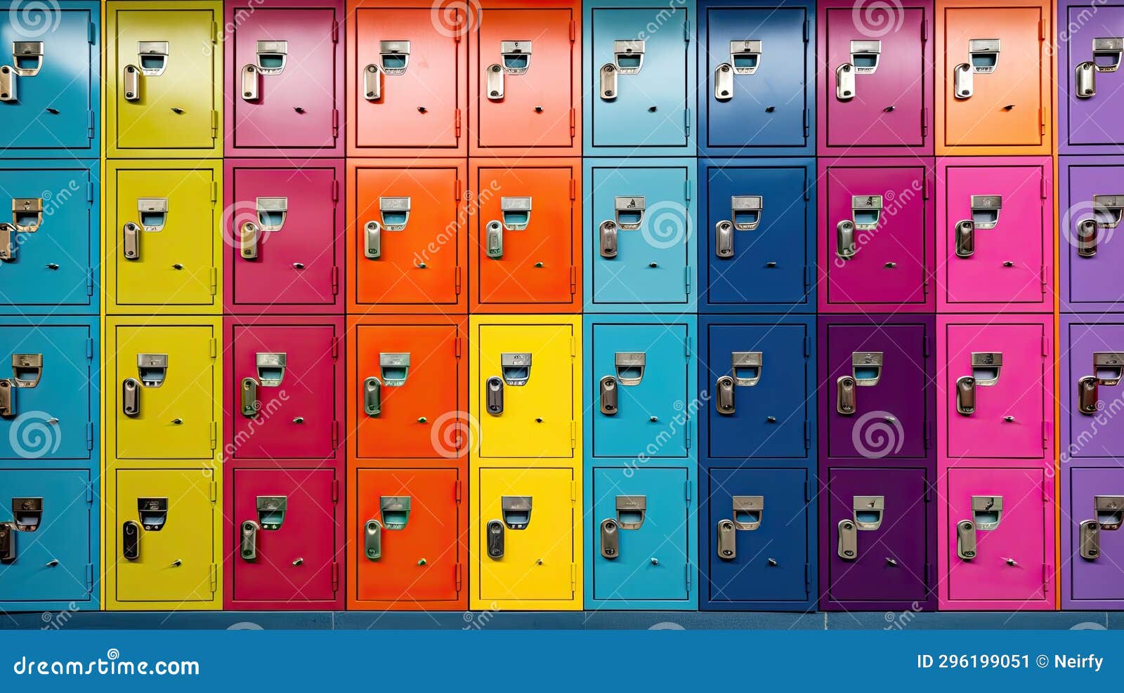 Colorful lockers stock illustration. Illustration of indoors - 296199051