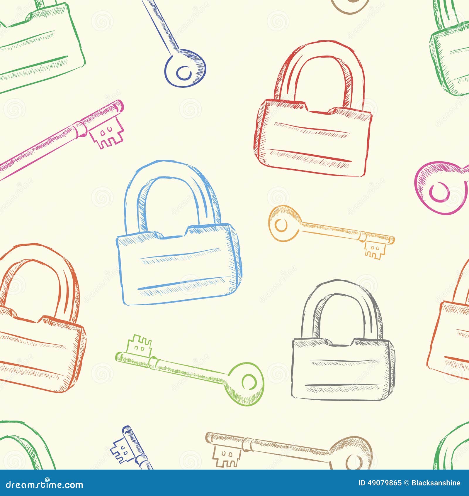Colorful locks and keys stock vector. Illustration of metal - 49079865