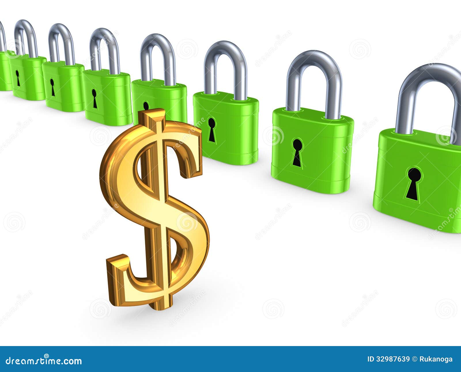 Colorful Locks and Sign of Dollar. Stock Illustration - Illustration of ...