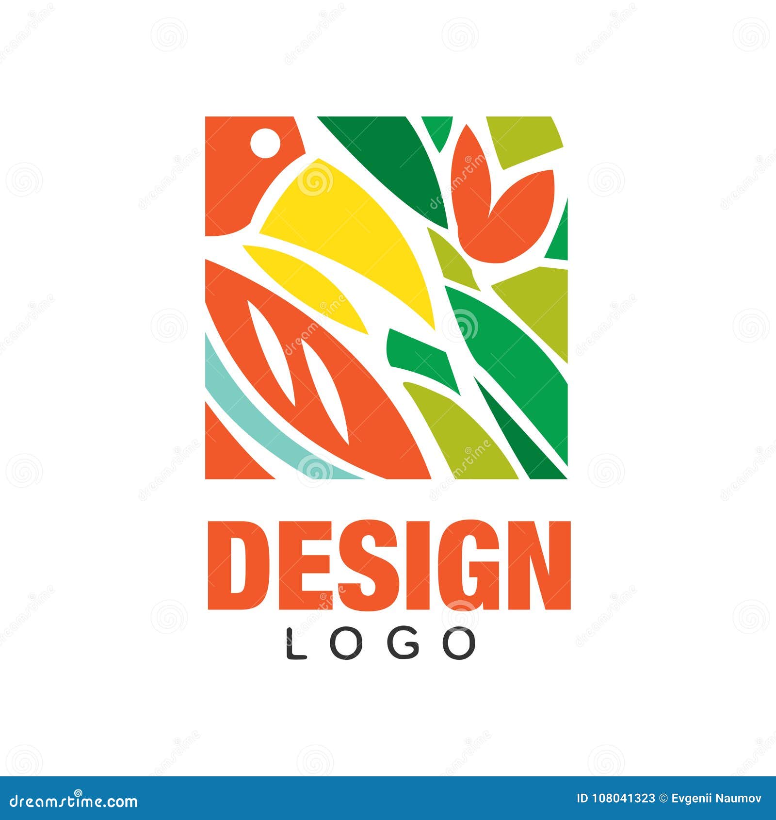 Colorful Logo Design in Rectangular Shape. Abstract Tropical Bird with ...