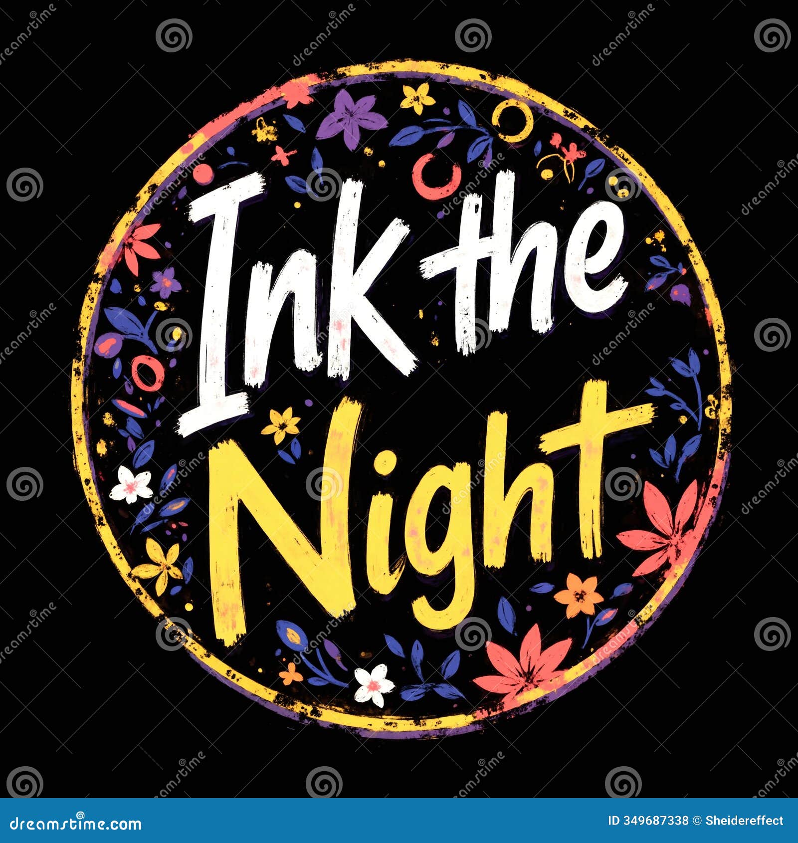 A Colorful Logo with the Words Ink the Night Written in White Stock ...