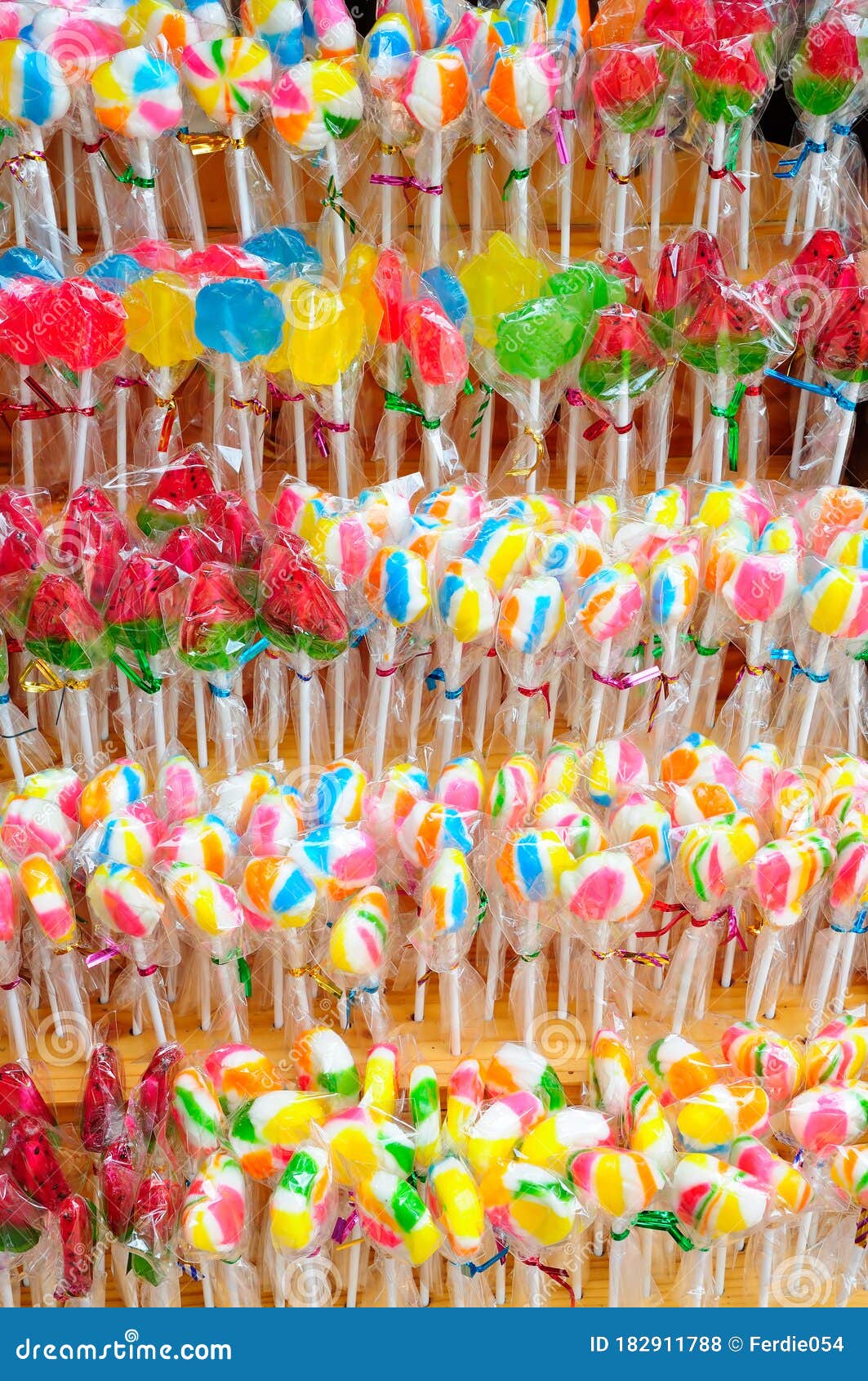 Assorted Colorful Lollipop Candies in Plastic Wrappers Stock Photo ...