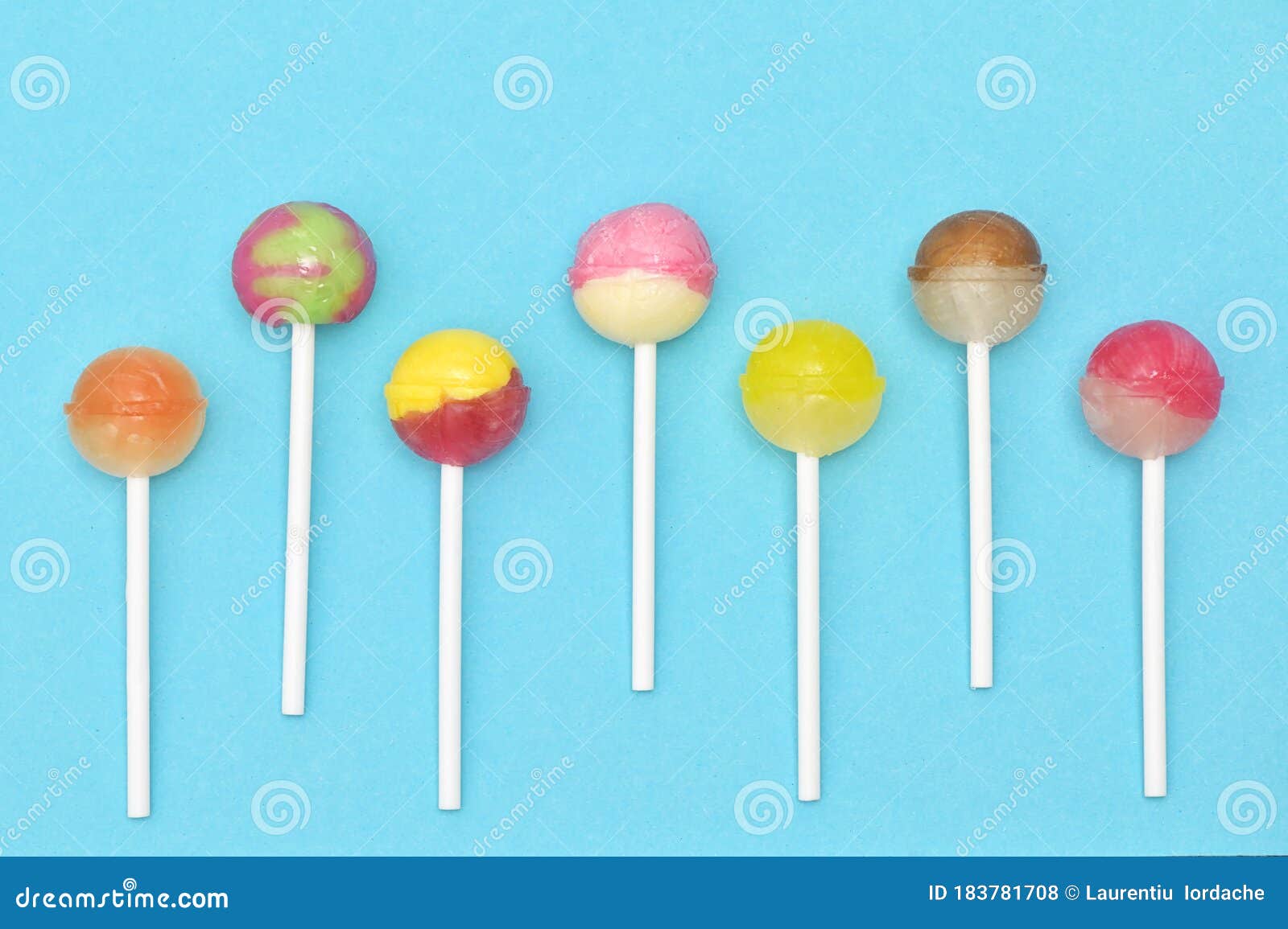 Colorful Lollipop Candy on Stick Stock Photo - Image of orange, taste ...