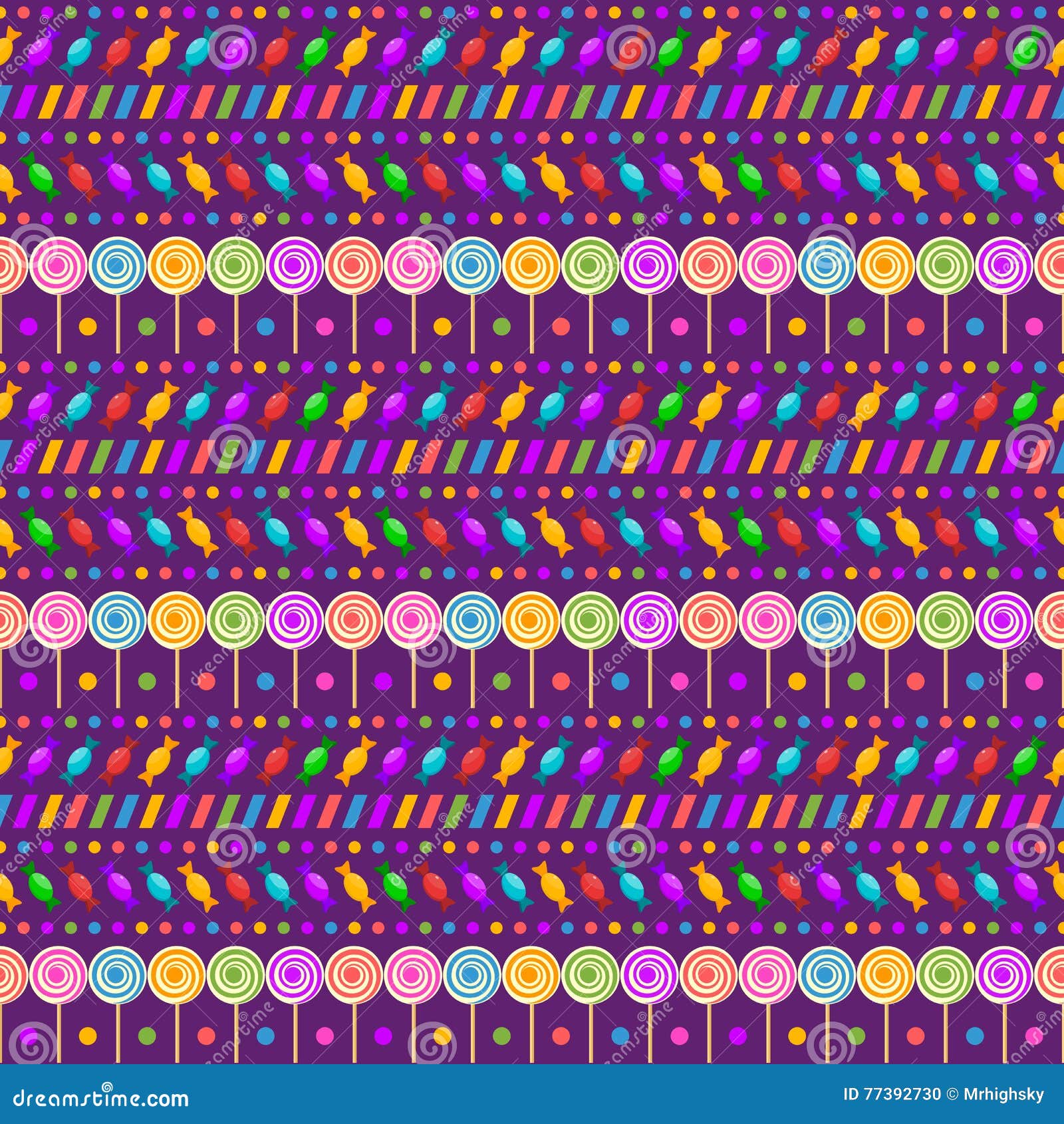 Colorful Lollipops and Candy Pattern Stock Vector - Illustration of ...