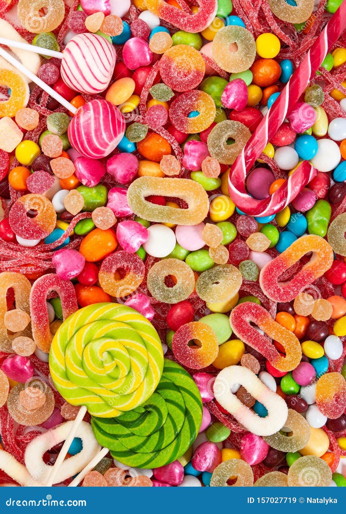 Colorful Lollipops and Different Colored Candies Stock Image - Image of ...