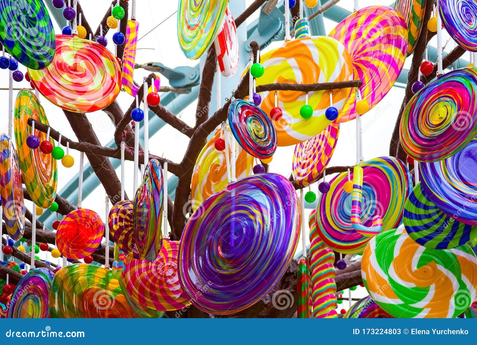 Colorful Lollipops and Different Colored Round Candy. Stock Image ...