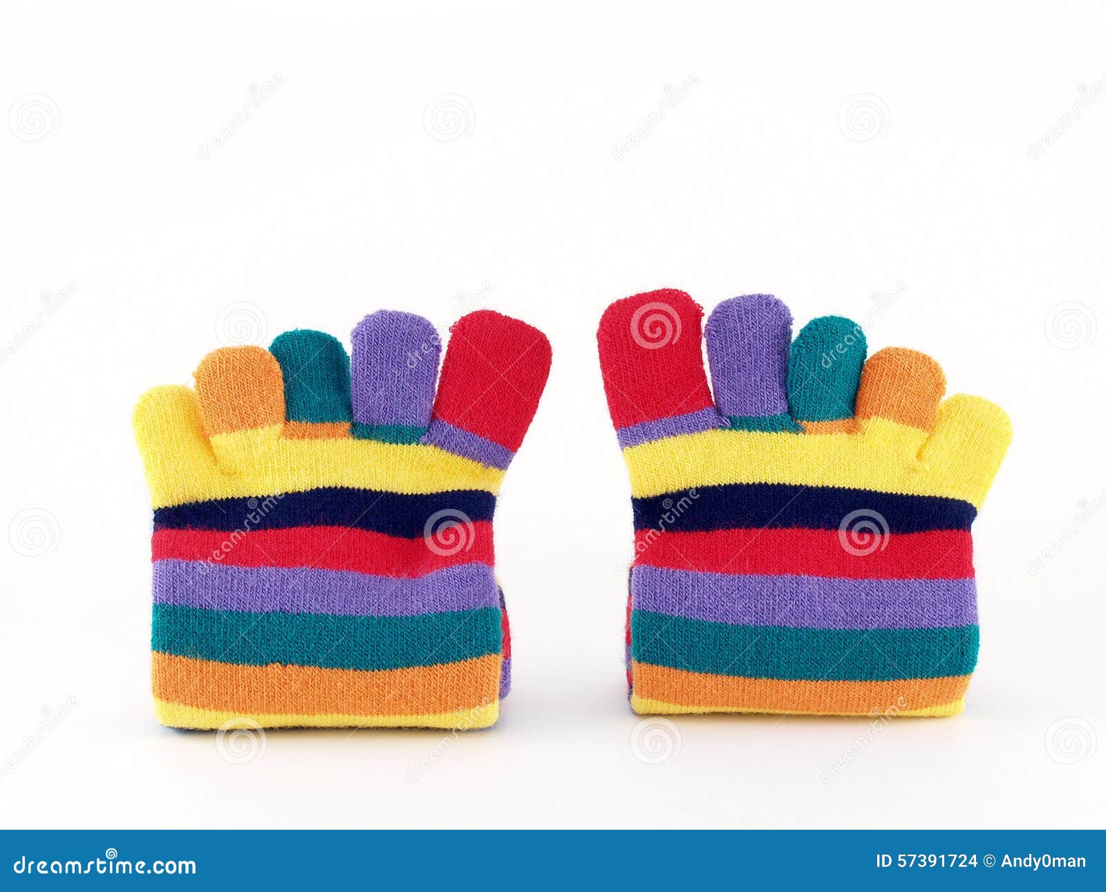 Close-up Colorful Striped Long Finger Socks Isolated on White ...