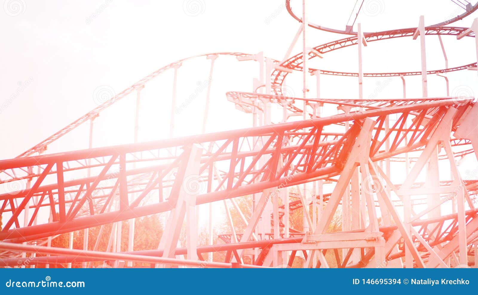 Colorful Looping Roller Coaster on a Beautiful Sunny Day Stock Photo ...