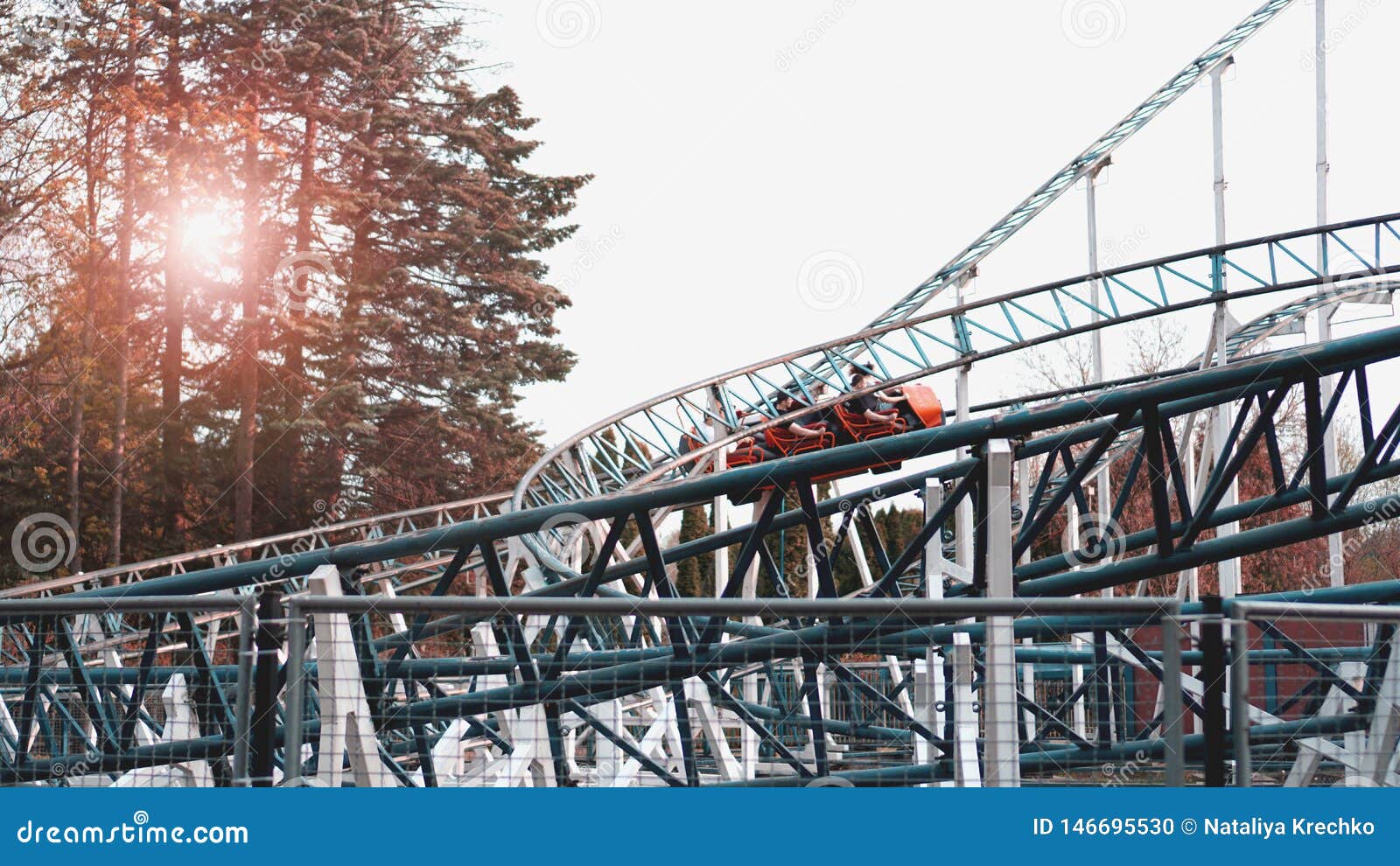 Colorful Looping Roller Coaster on a Beautiful Sunny Day Stock Photo ...