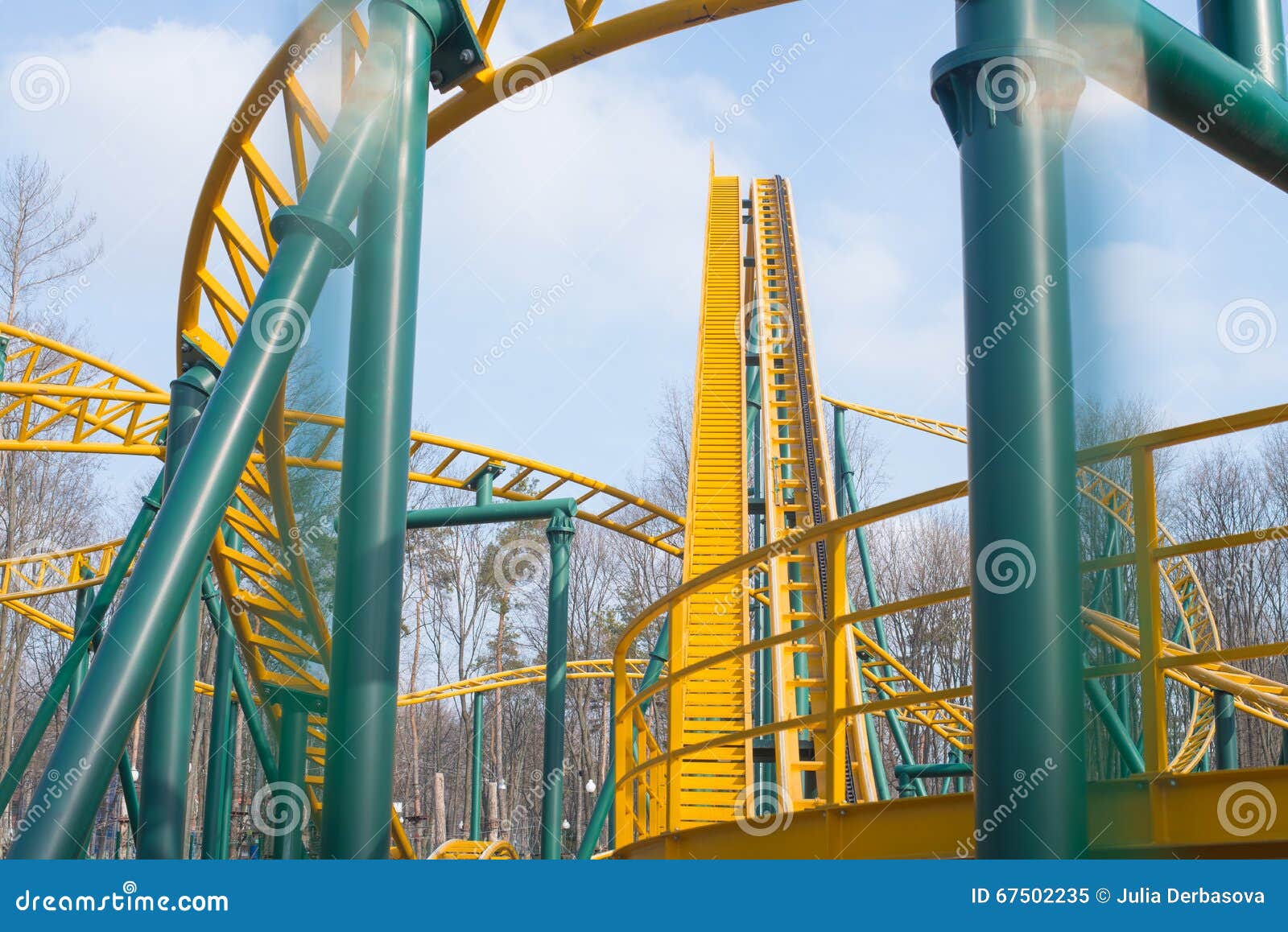 A Colorful Looping Roller Coaster on Beautiful Sunny Day Stock Image ...