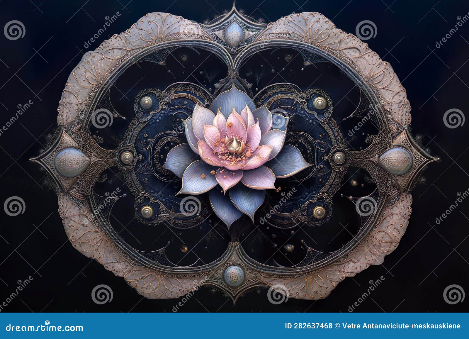 Colorful Lotus Floral Pattern. Generative Ai. Stock Illustration ...
