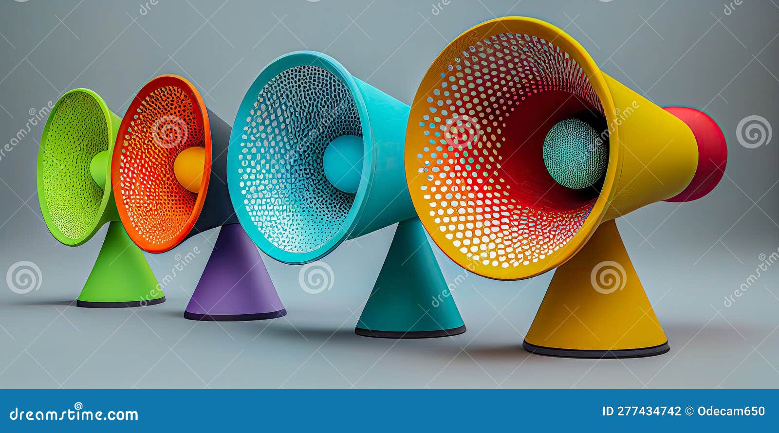 Colorful Loudspeakers Megaphone Set White Background Stock Illustration ...