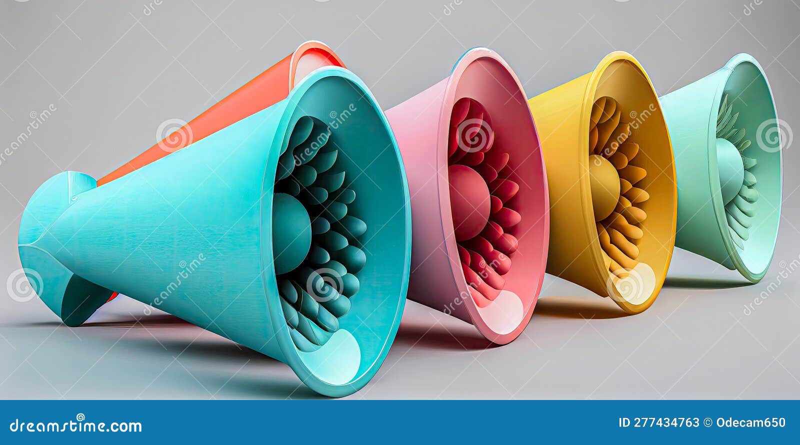Colorful Loudspeakers Collection, Megaphones And Bullhorns, Symbol Of ...