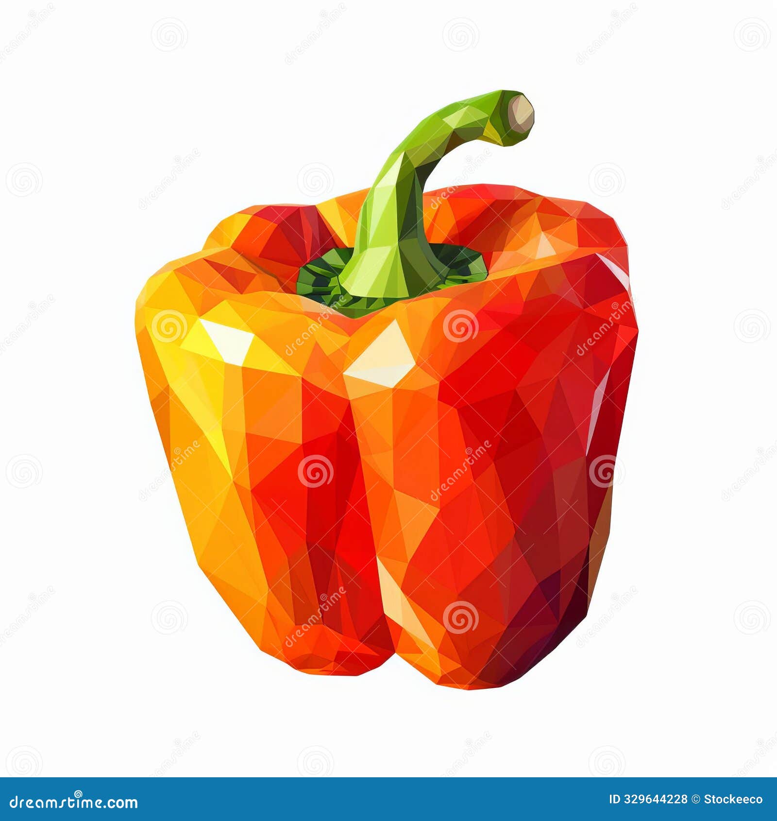 Colorful Low Poly Bell Pepper Icon Set Stock Illustration ...