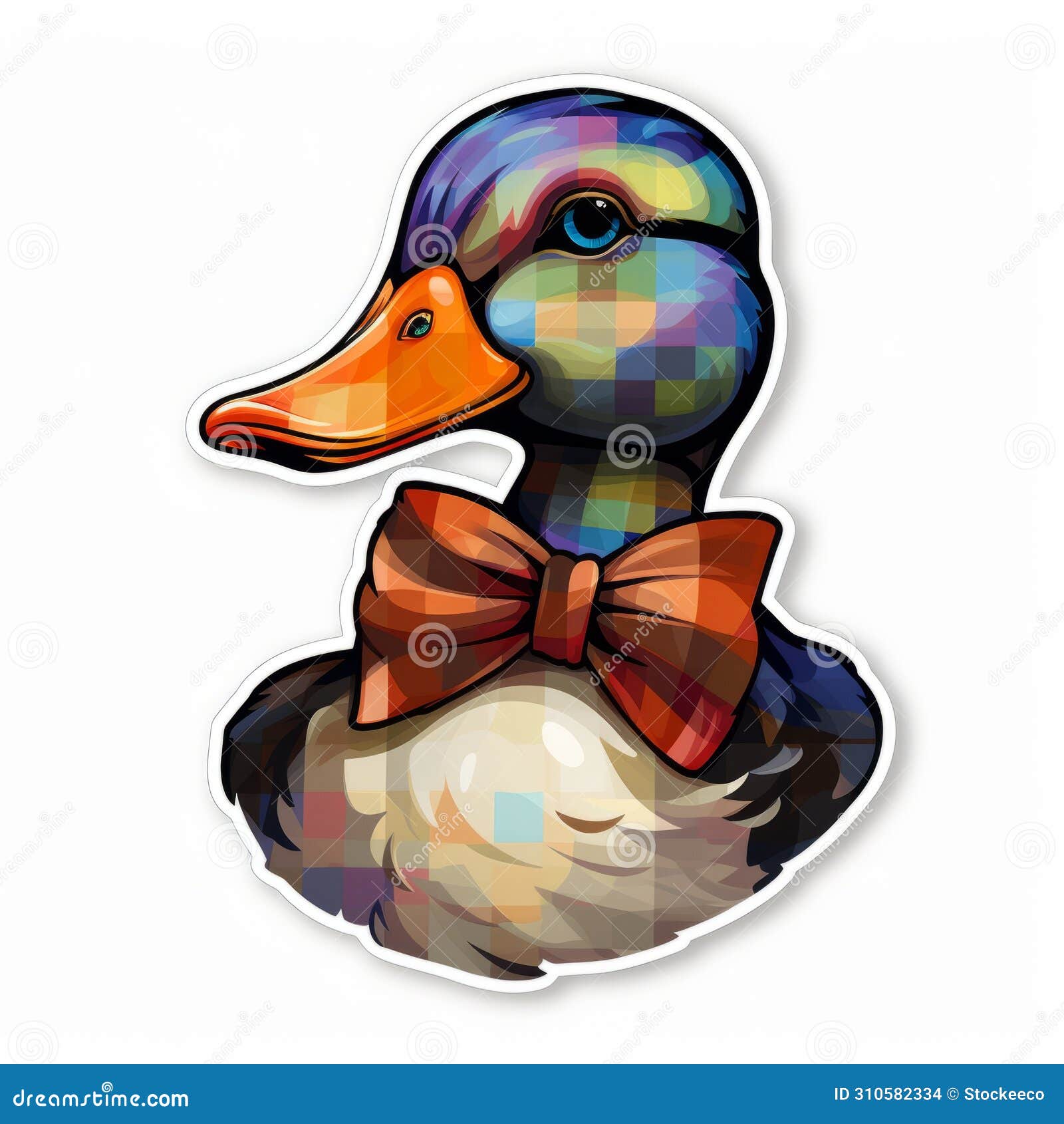 Colorful Low Poly Duck Patchwork Sticker with a Sleek Metallic Finish ...