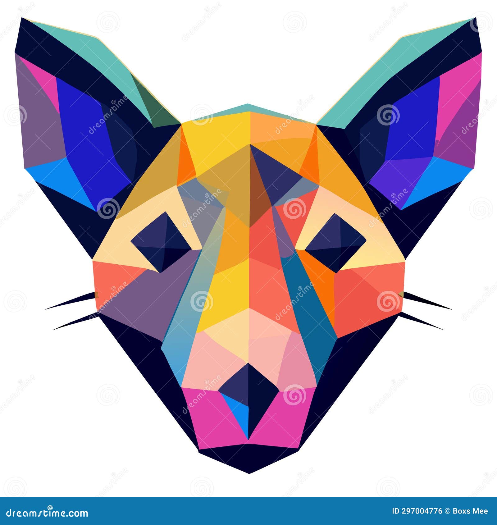 Colorful Low Poly Fox Head on White Background. Vector Illustration ...