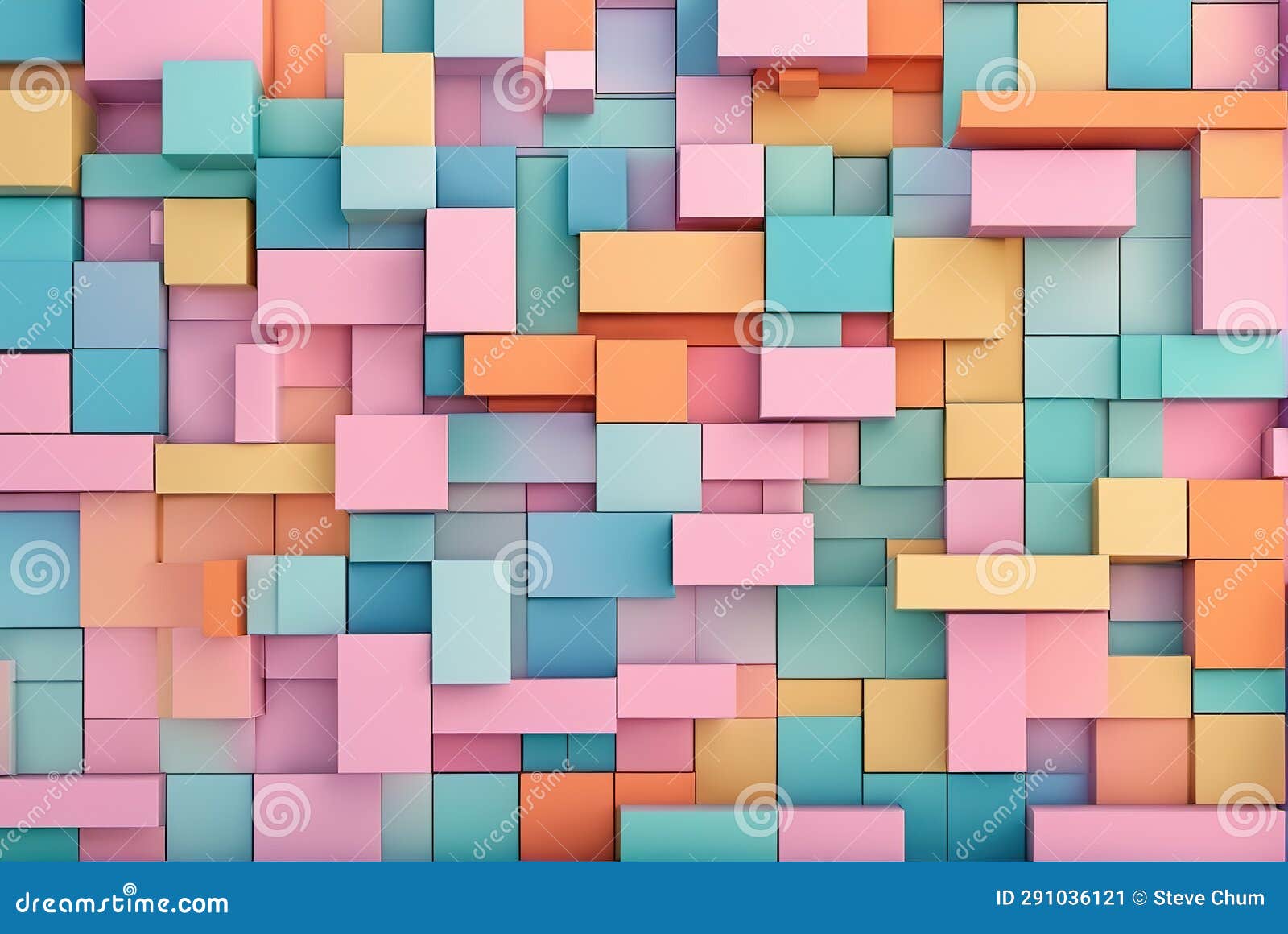 Colorful Low Saturation 3D Square Wall Background Stock Photo ...