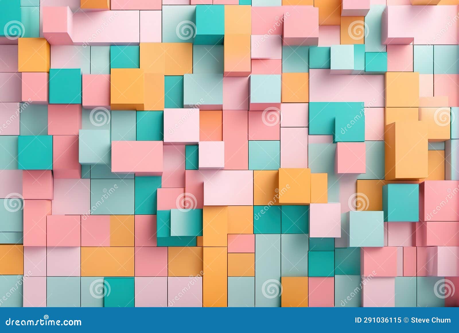 Colorful Low Saturation 3D Square Wall Background Stock Illustration ...