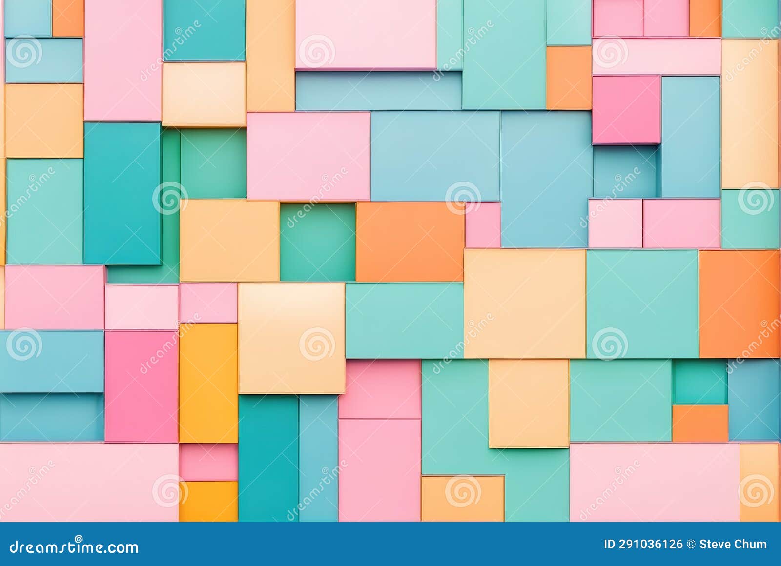 Colorful Low Saturation 3D Square Wall Background Stock Image ...