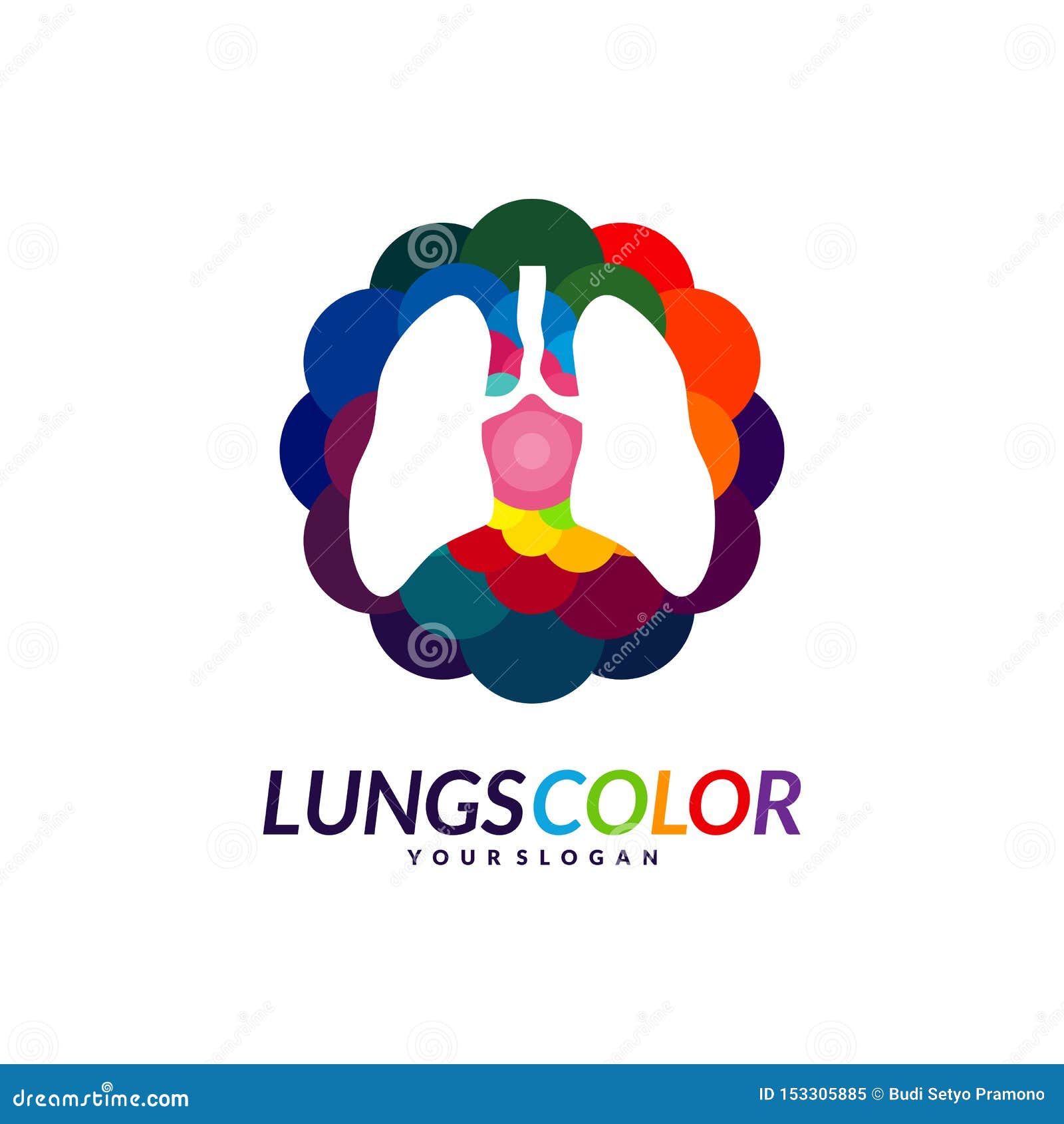 Set Of Colorful Lungs Care Logo Concept. Lungs With Colorful Logo ...