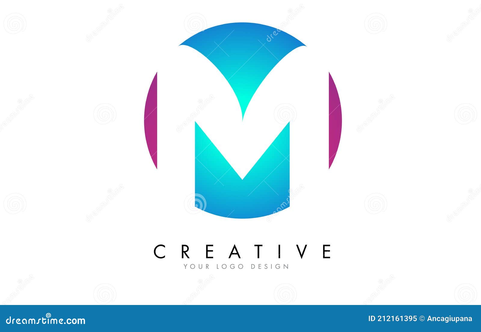 Colorful M Letter Logo Design with a Creative Cuts and Gradient Blue ...