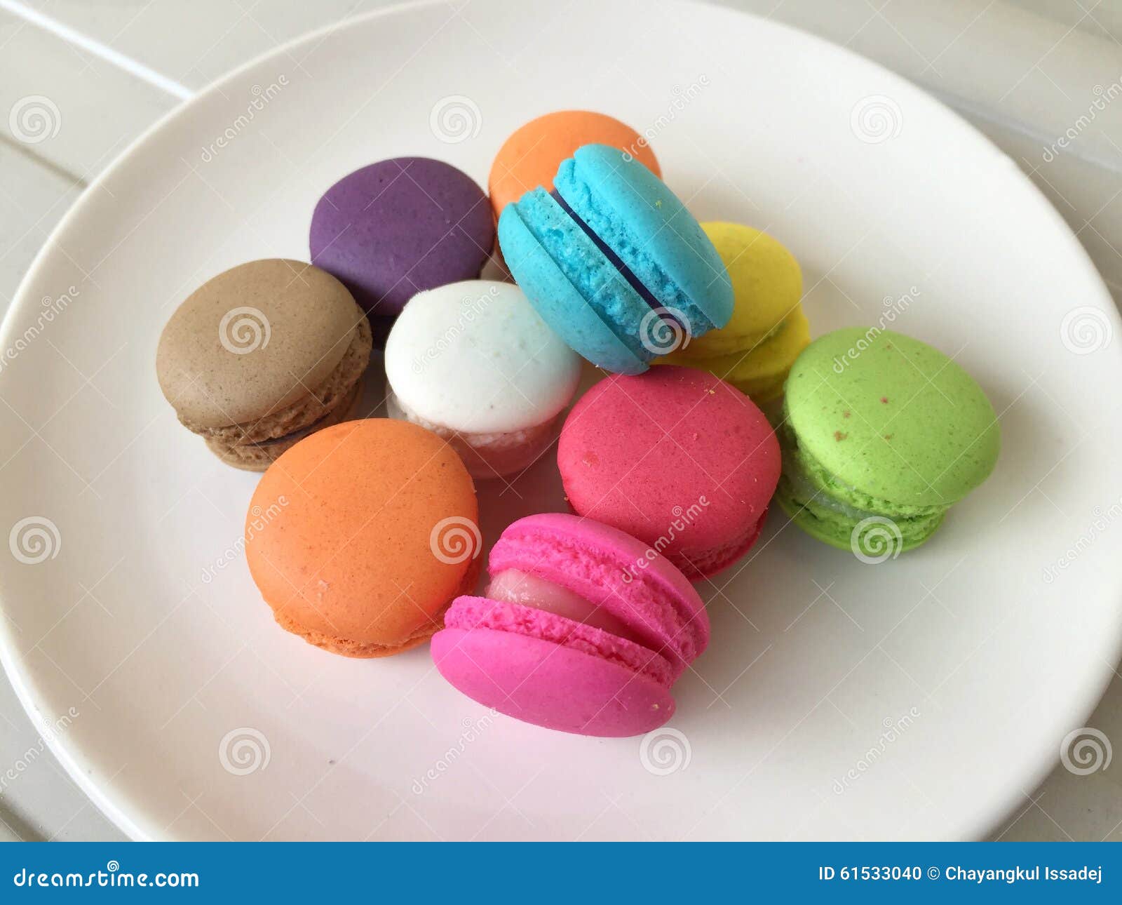 Colorful of Macaron stock photo. Image of macaron, plate - 61533040